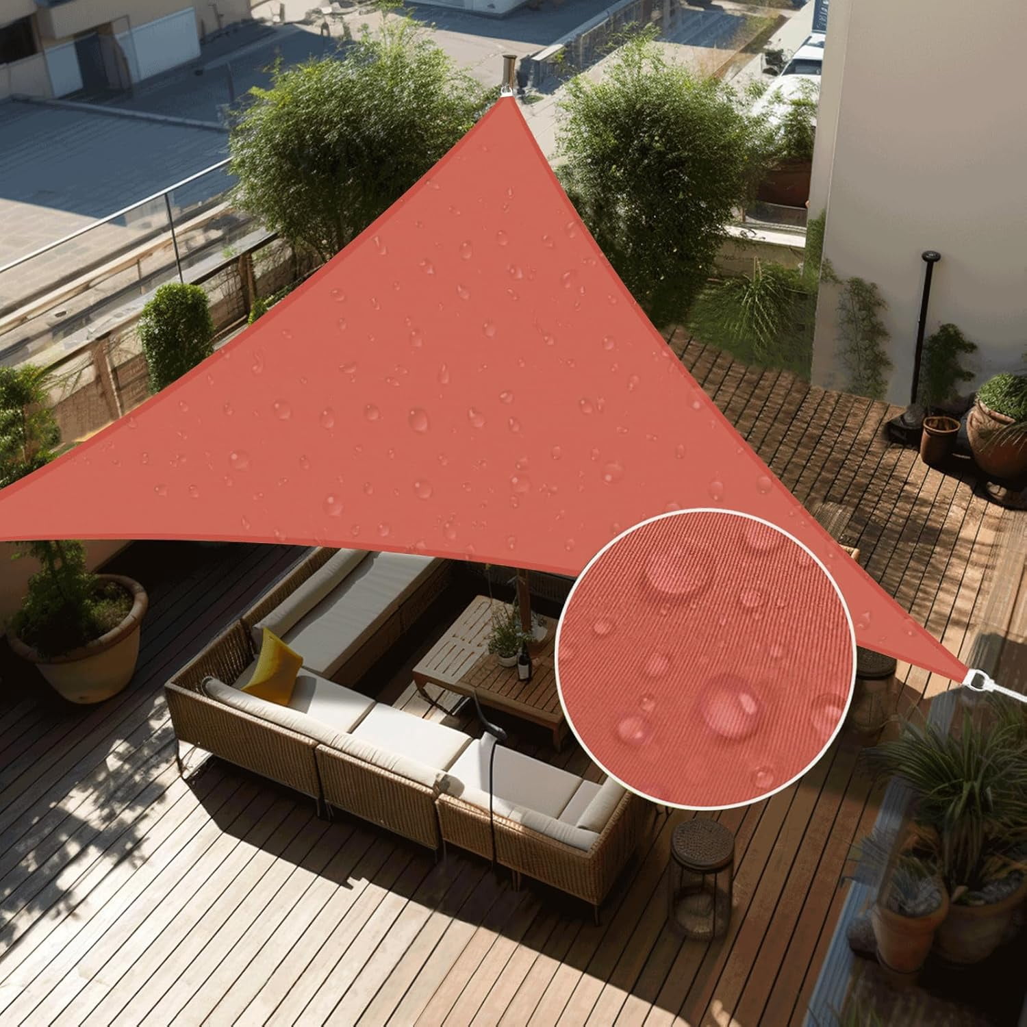 Waterproof Sun Shade Sail 16'x16'x16' Triangular Rust Red Shade Sail ...