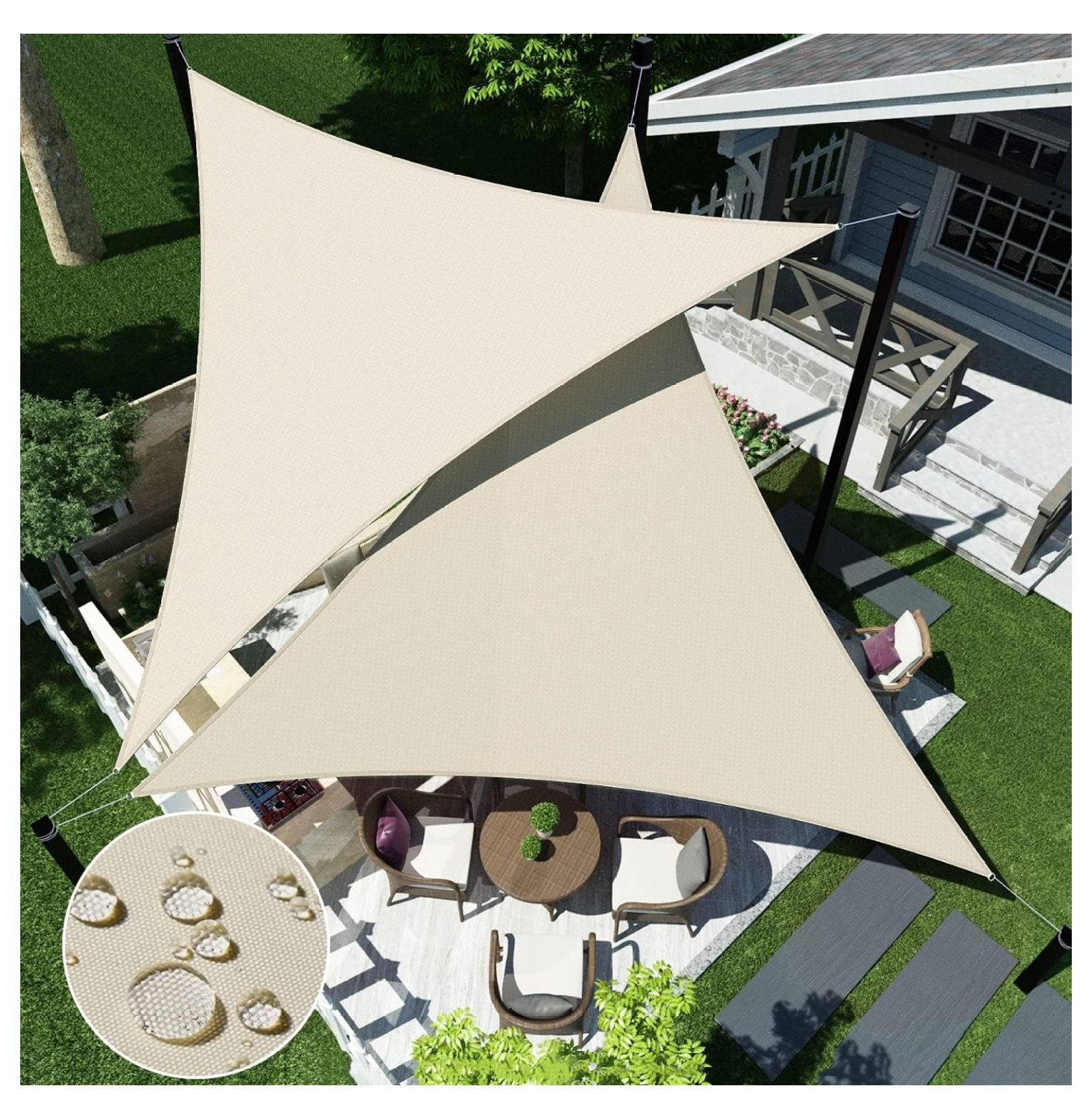 Waterproof Sun Shade Sail Triangle Canopy Cover UV Blockage for Outdoor ...