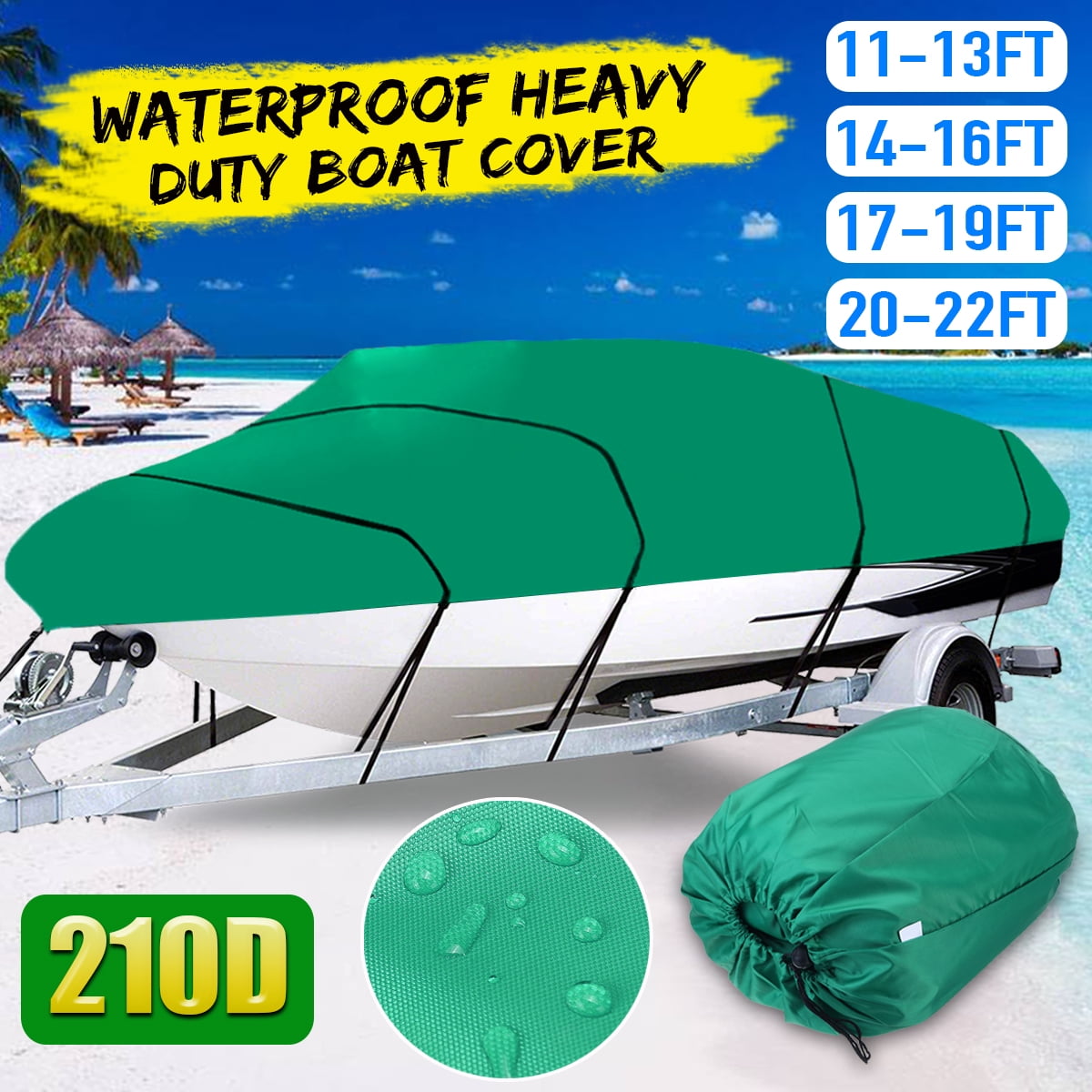 Waterproof and Sunscreen Heavy Duty Trailerable Boat Cover With Storage ...