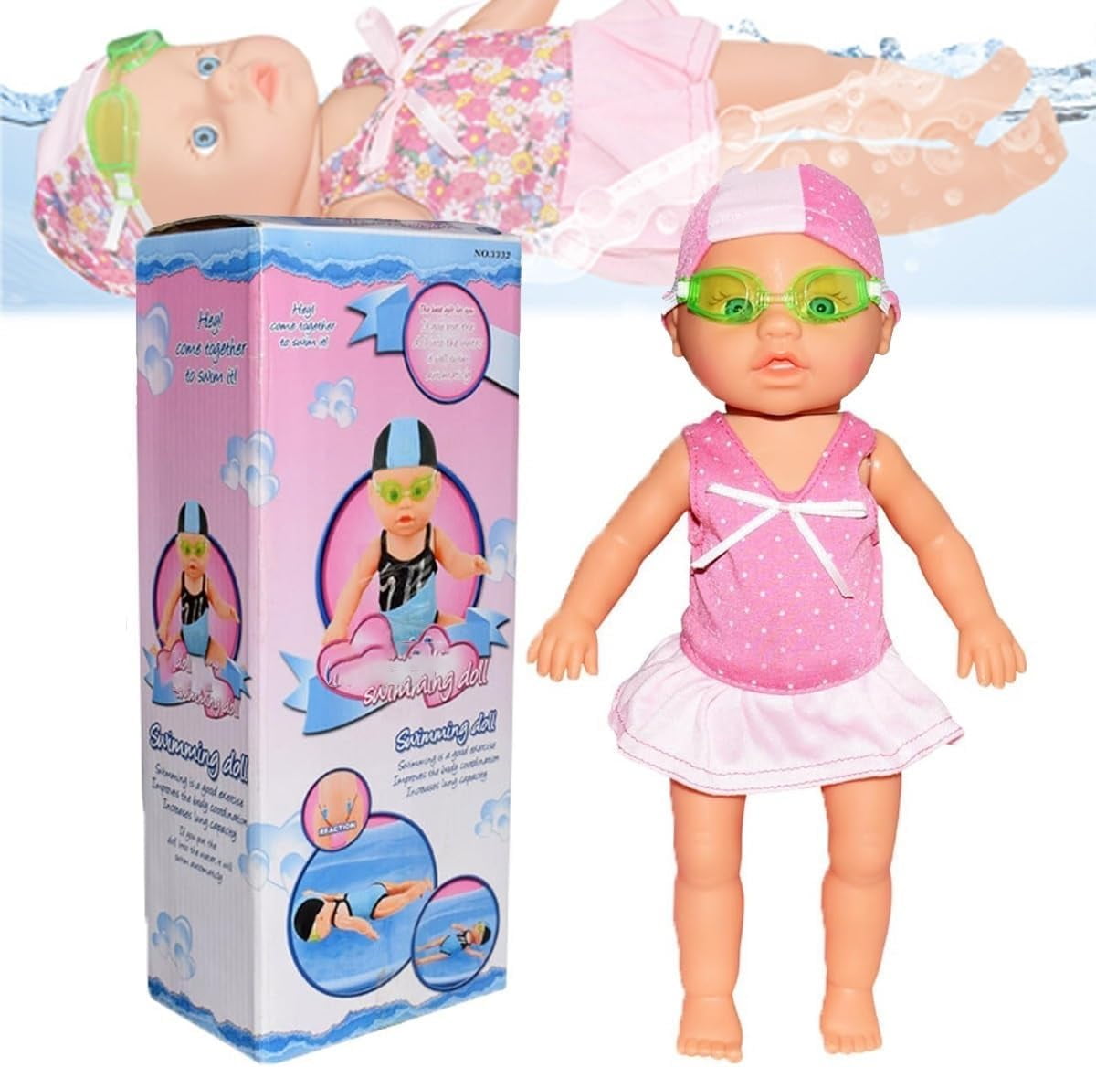 Waterproof Swimming Baby Doll for Pool, Realistic Electric Swimmer Doll ...