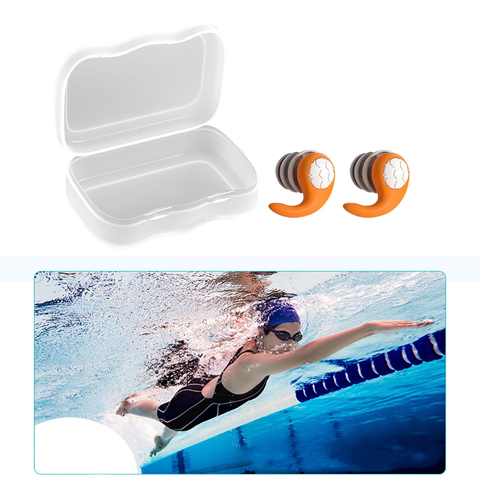Waterproof Swimming Ear Plugs - 1 Pairs of Reusable Soft Silicone Swim ...