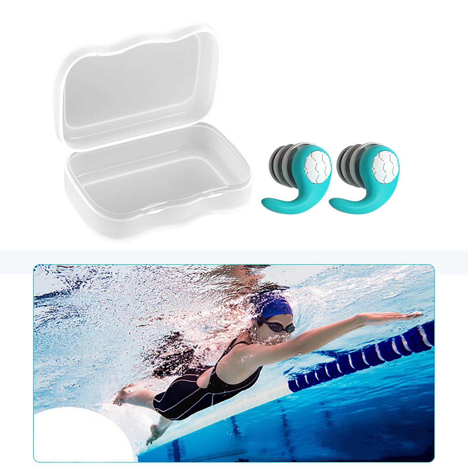 Waterproof Swimming Ear Plugs - 1 Pairs of Reusable Soft Silicone Swim ...