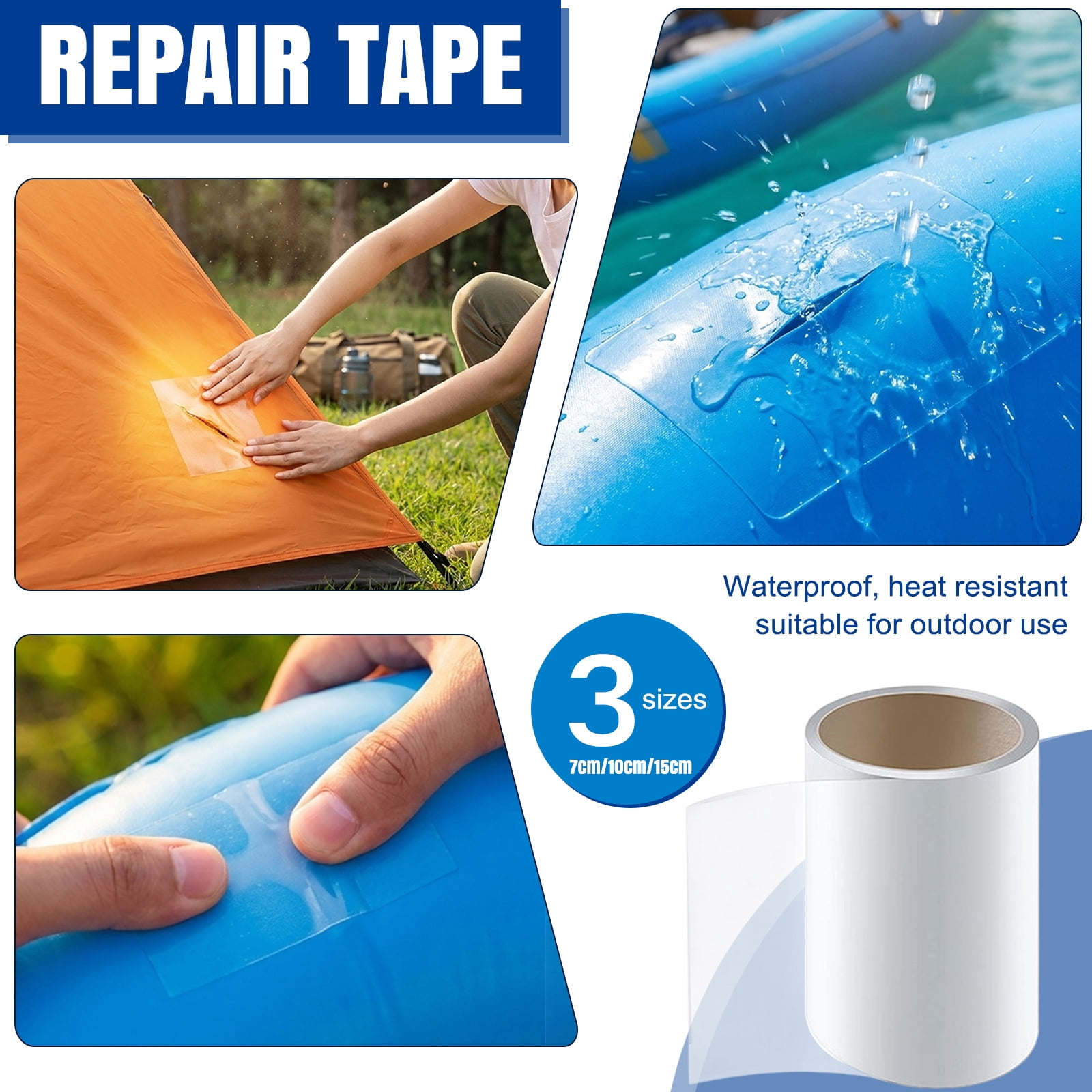 Waterproof TPU Repair Tape, Clear Self-Adhesive Patch for Inflatable ...