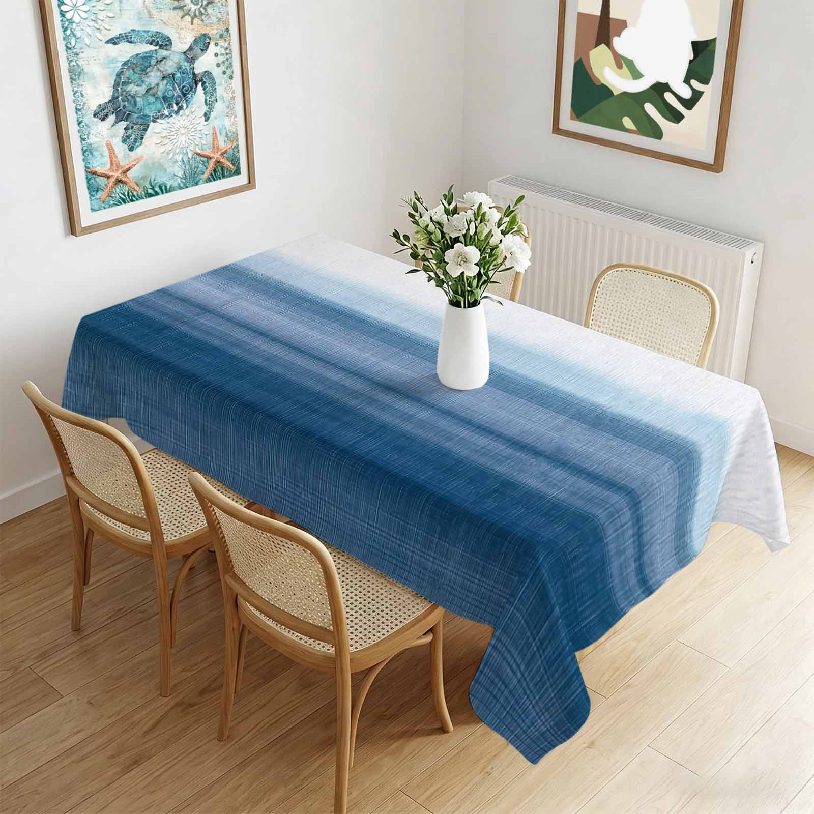 Waterproof Tablecloth Abstract Haze Blue Gradient Rectangle Table Cloth ...