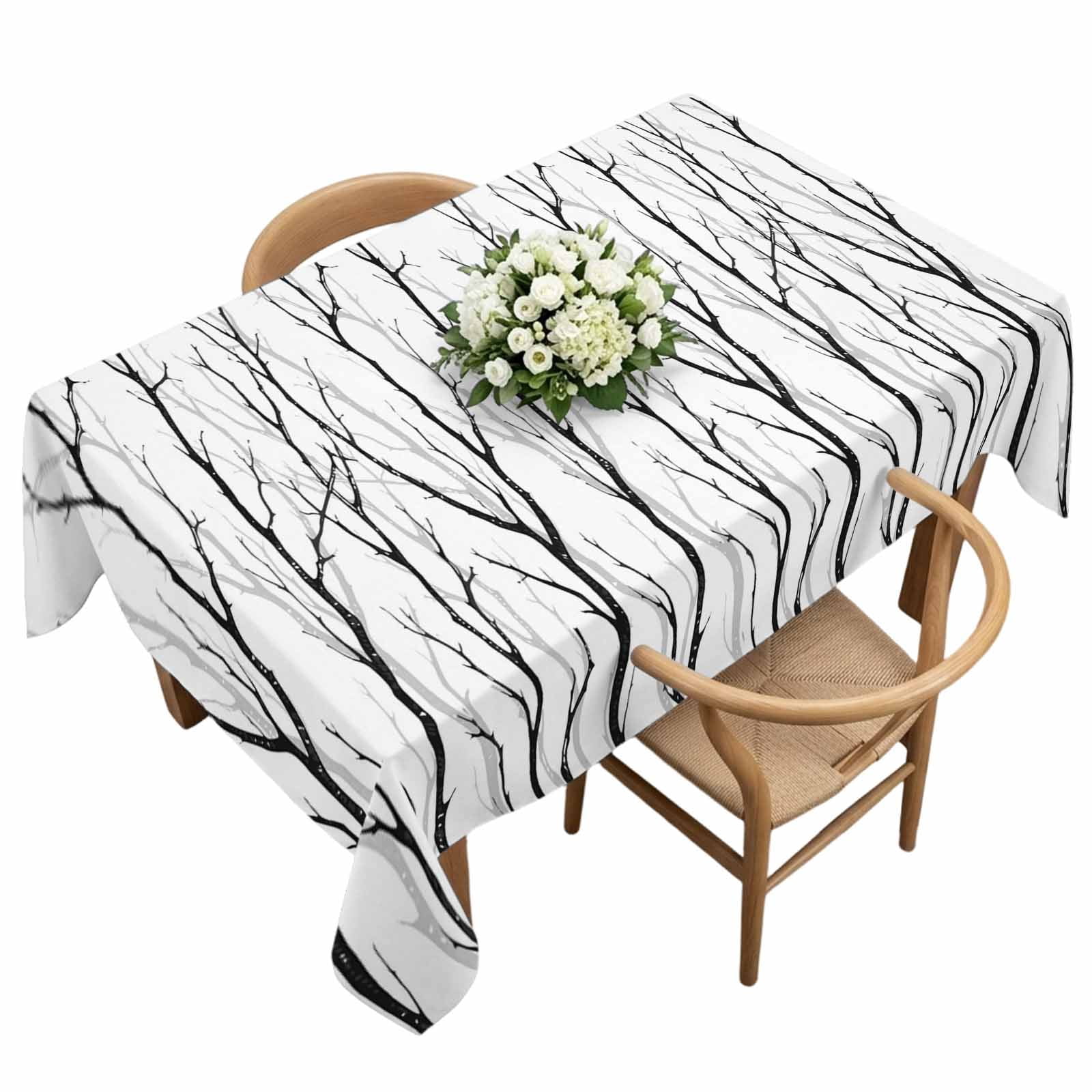 Waterproof Tablecloth Abstracts Branches Silhouettes Rectangle Table ...