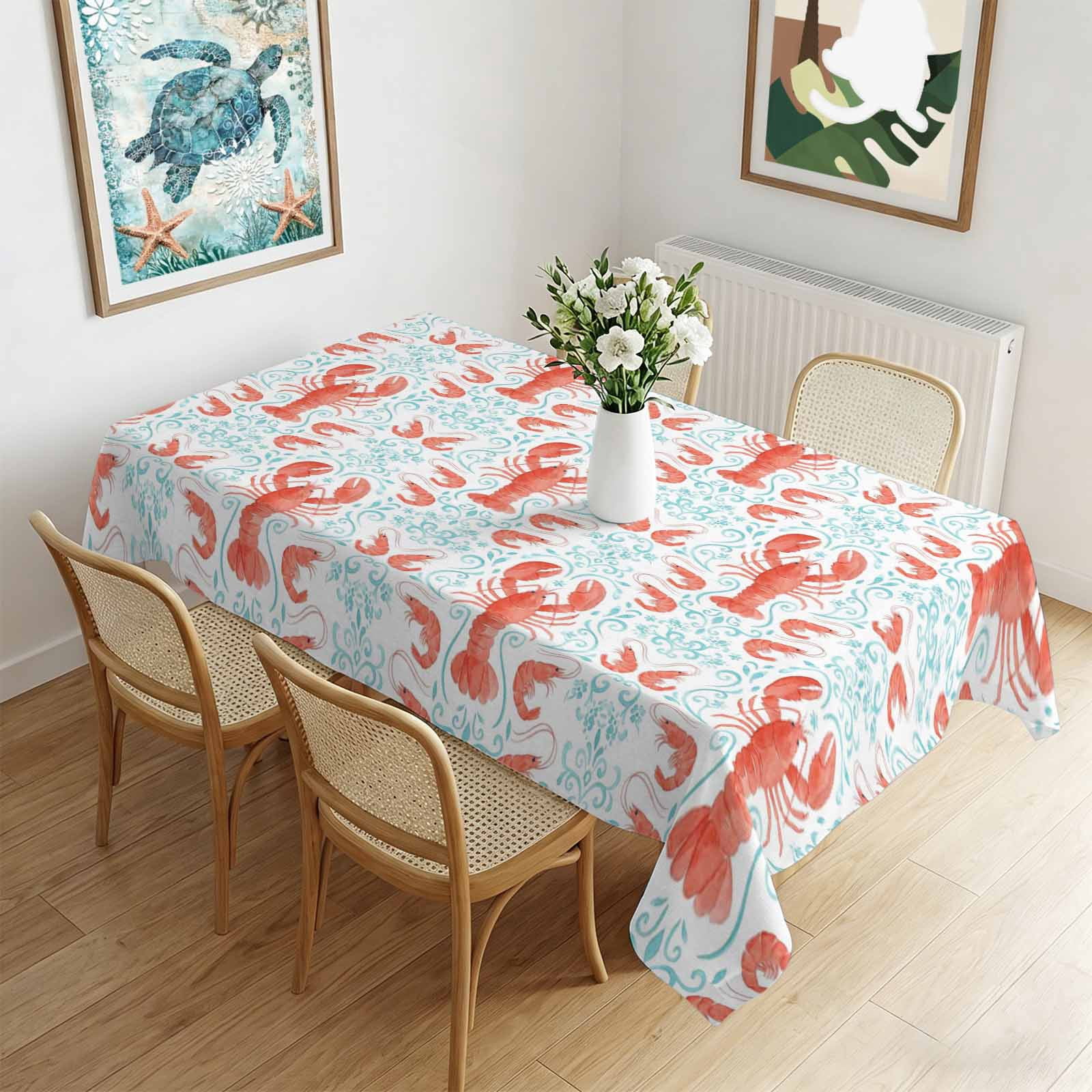 Waterproof Tablecloth Coastal Red Lobsters Rectangle Table Cloth ...