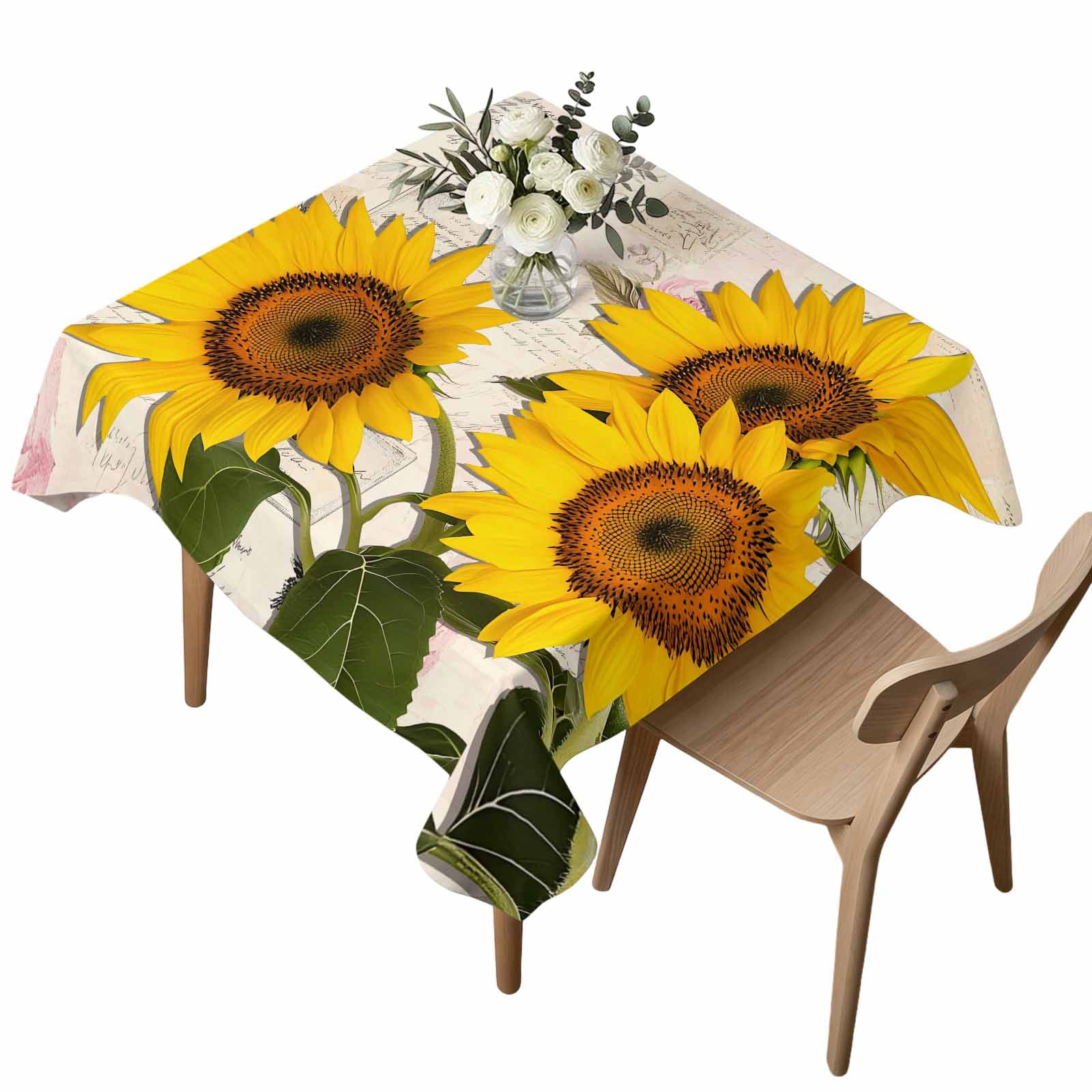 Waterproof Tablecloth Summer Farm Sunflower Square Table Cloth 54x54in ...