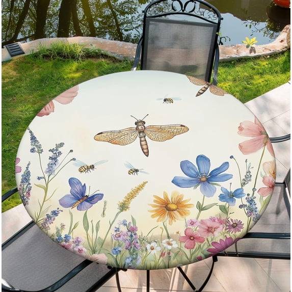 Waterproof Tablecloth with Elastic Tablecloth for Round Tables 36"-70 ...