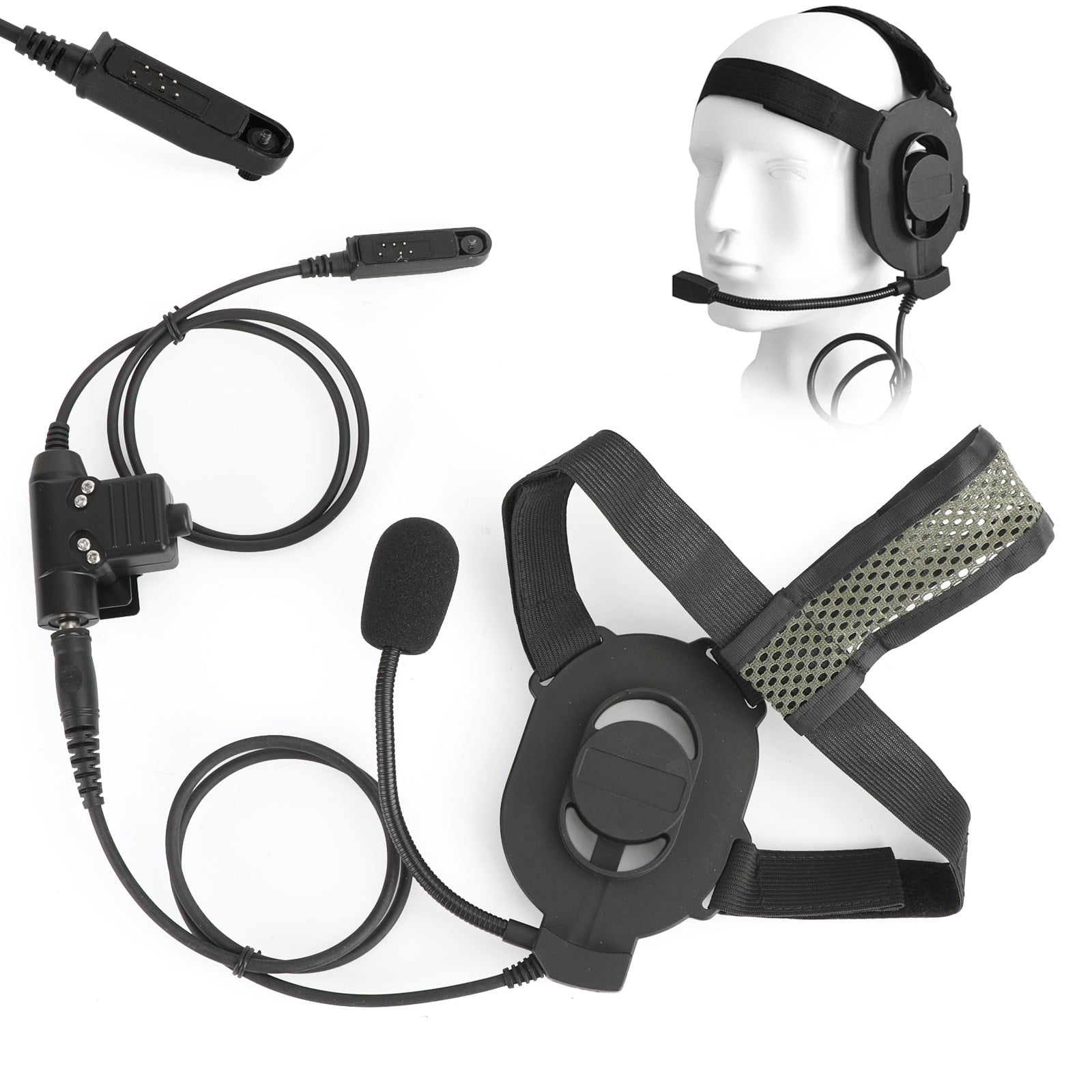 Waterproof Tactical Head-mounted Headset Fit for BaoFeng BF-UV9Rplus BF ...