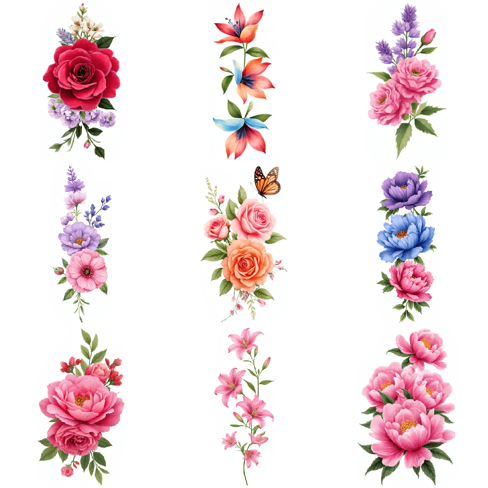 Waterproof Tattoo Stickers 3D Temporary Tattoos Floral Tattoos for Men ...
