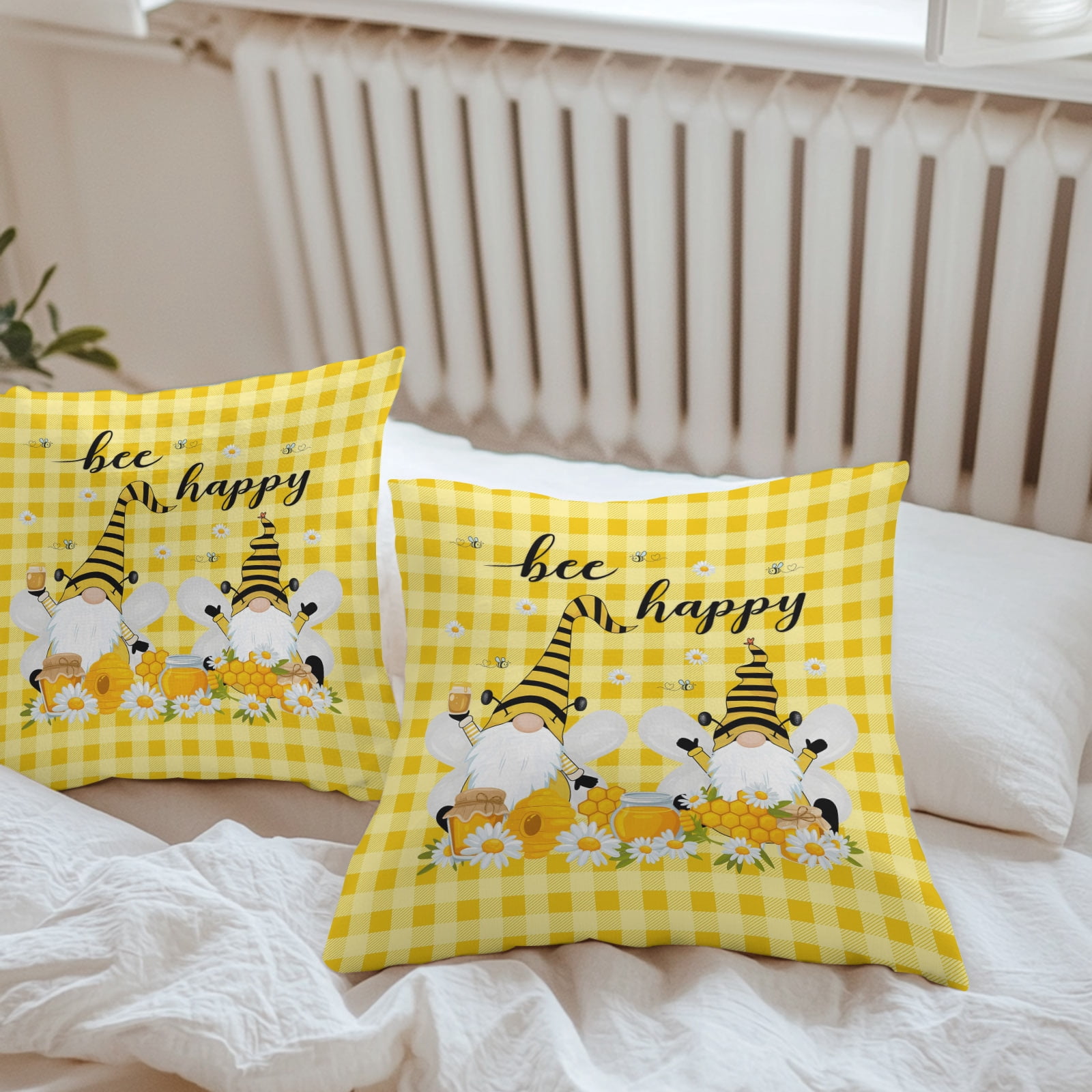Waterproof Throw Pillow Covers 16x16 Set of 2, Rustic Dwarf Bee Flower ...