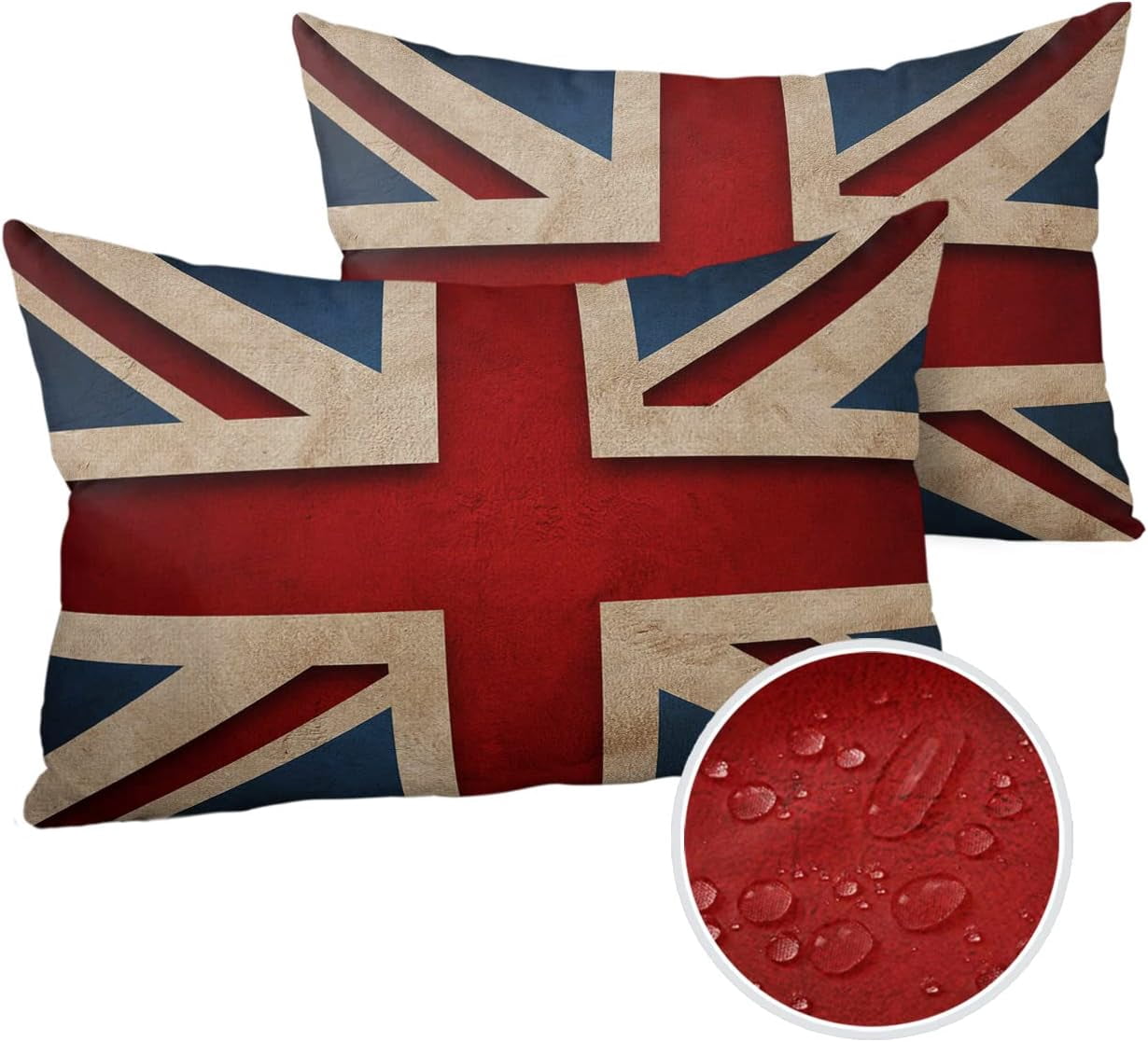Waterproof Throw Pillow Covers, Vintage United Kingdom Flag Union Jack ...