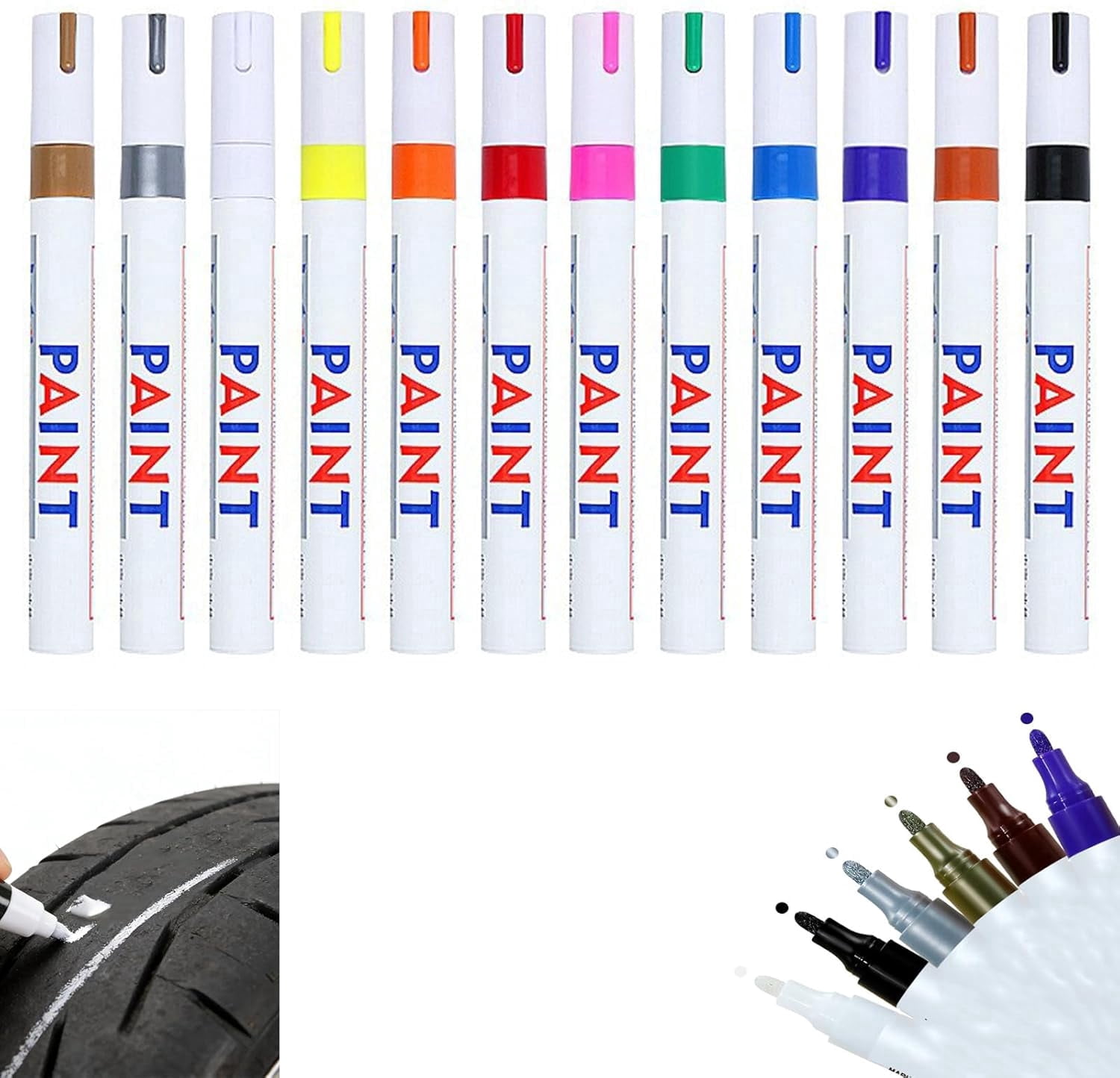 Waterproof Tire Paint Pen - Permanent Oil-Based Marker for Rims, Quick ...