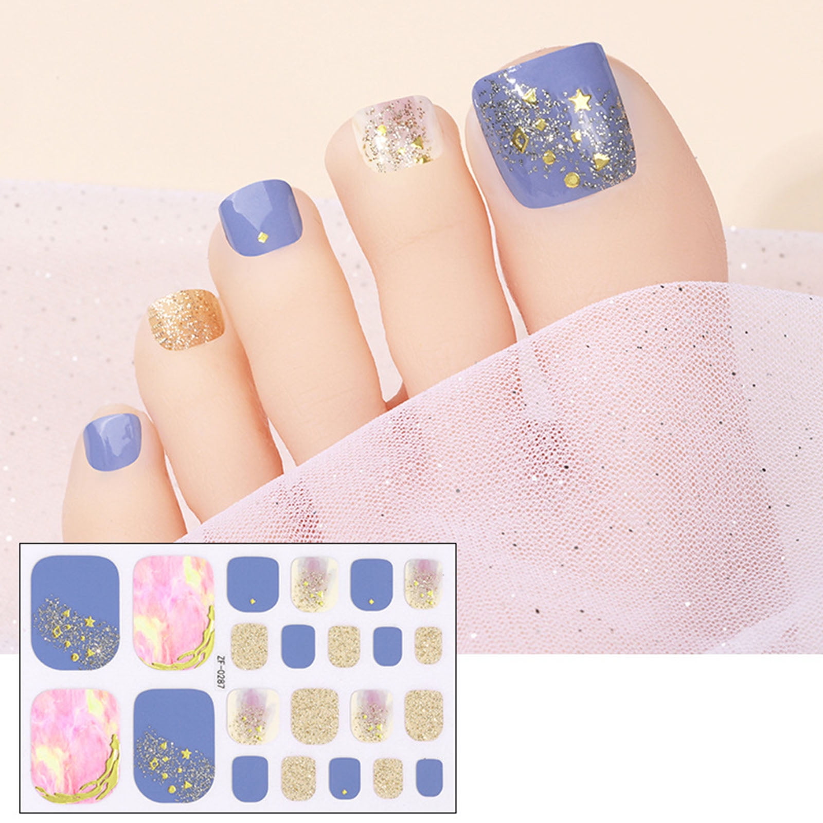 Waterproof Toenail Wraps Rhinestones Toenail Stickers Full Toenail Art ...