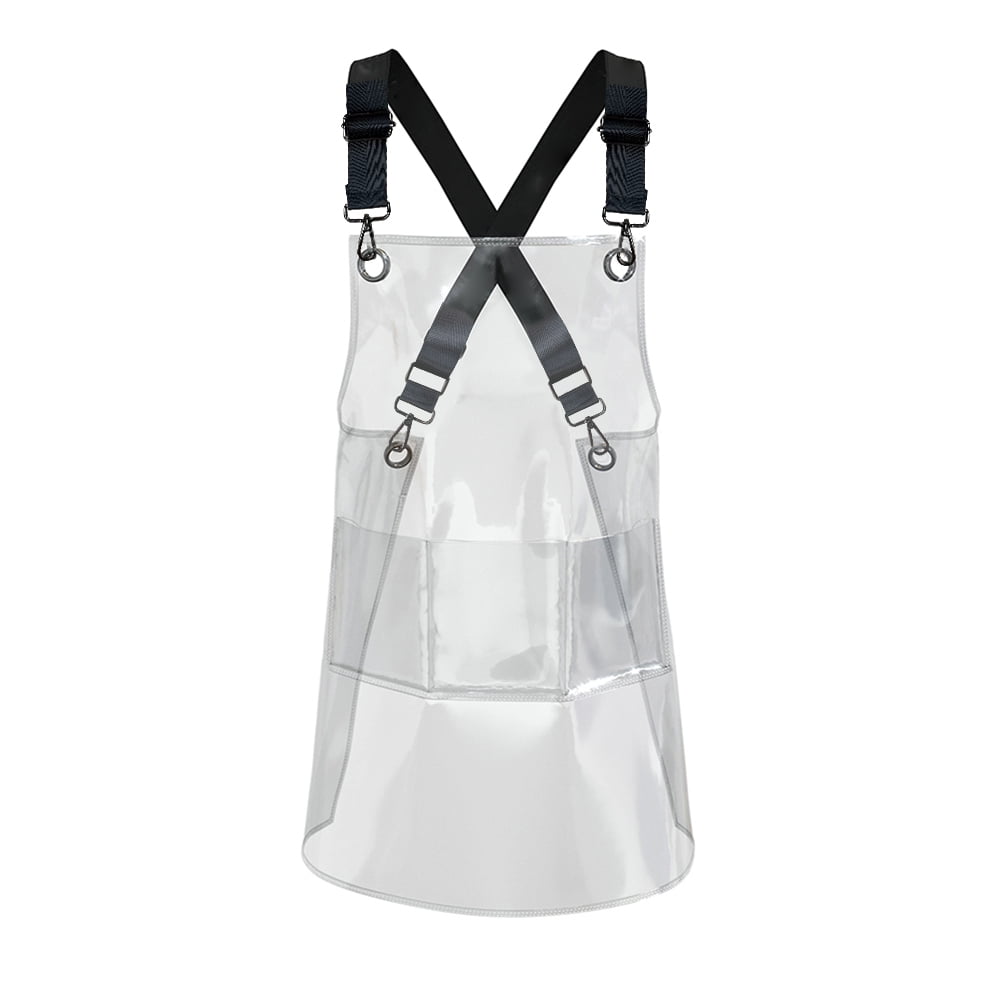 Waterproof Barber Aprons with 3 Pockets, Cross-back Adjustable Wide ...