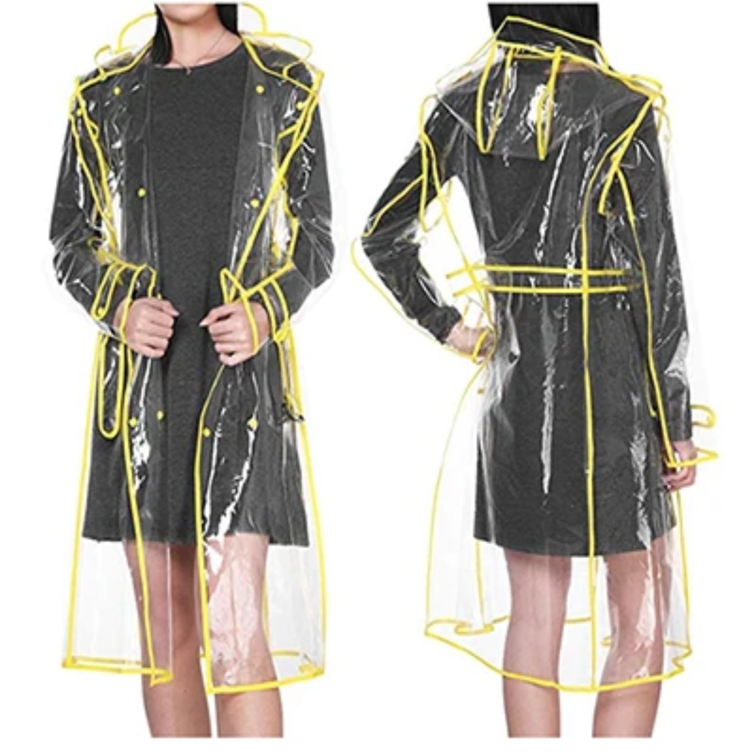 Waterproof Transparent Plastic Clear Long Ladies Raincoats Women Men ...