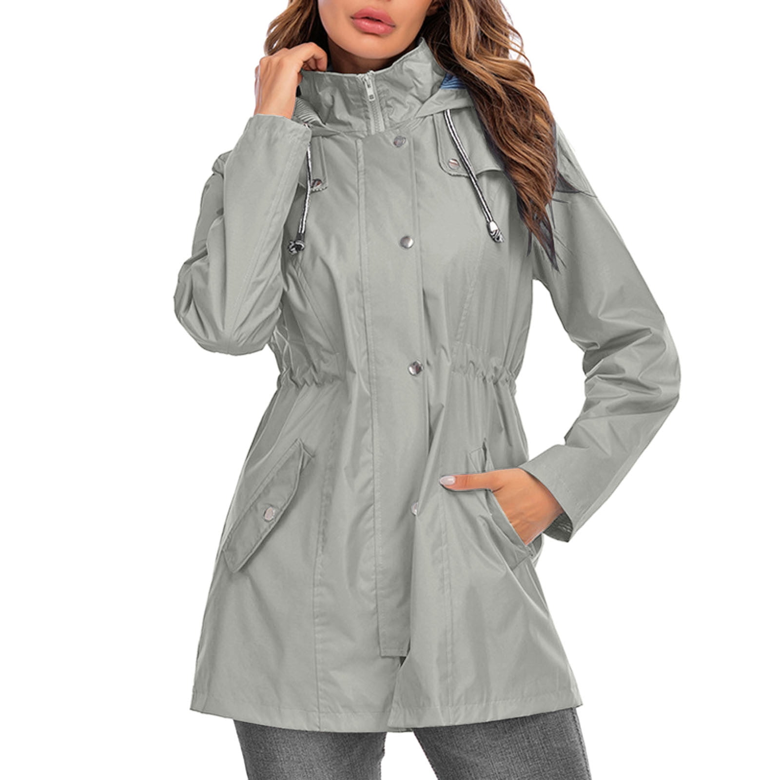 Waterproof Trench Coat Dress Coats for Women Windproof Solid Colour ...