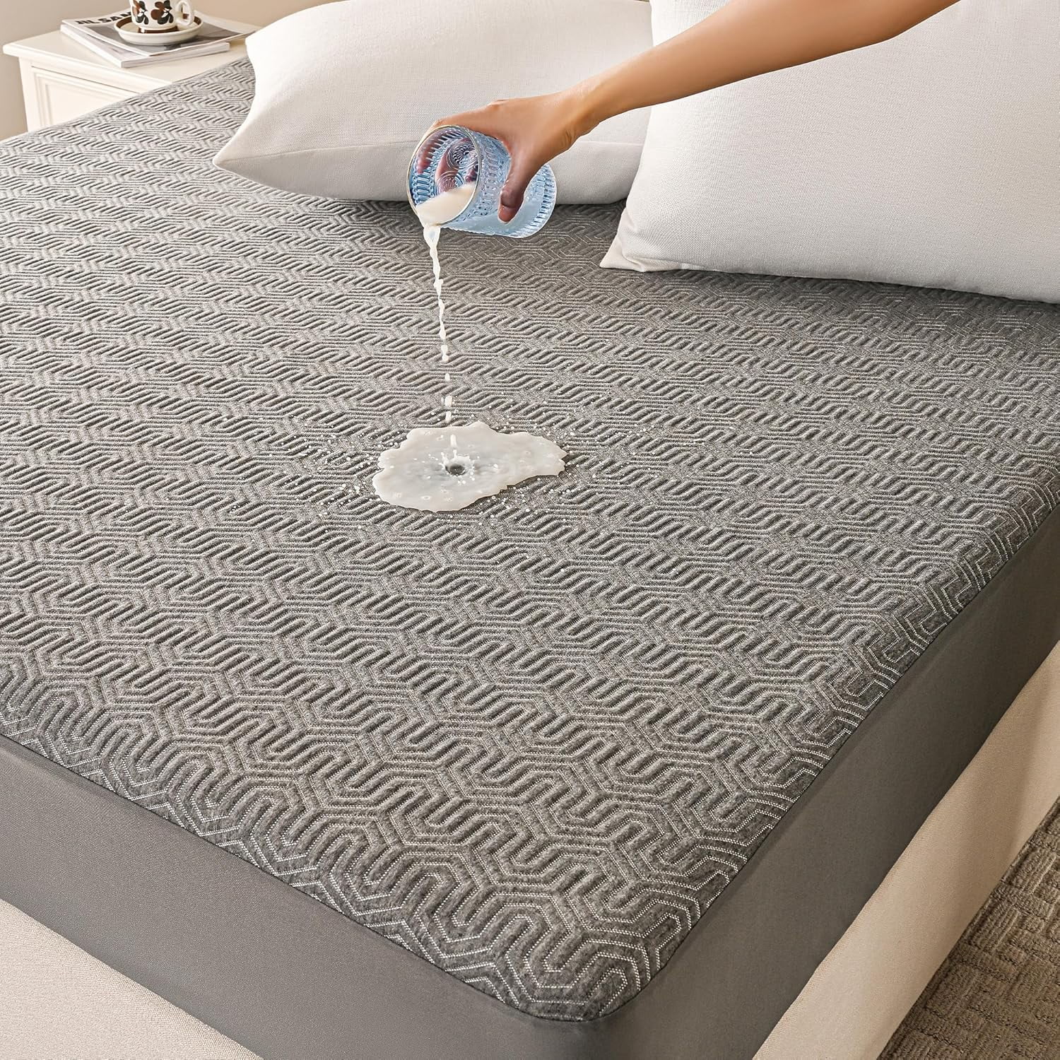 Waterproof Twin XL Mattress Protector, Breathable Bamboo Charcoal Fiber ...