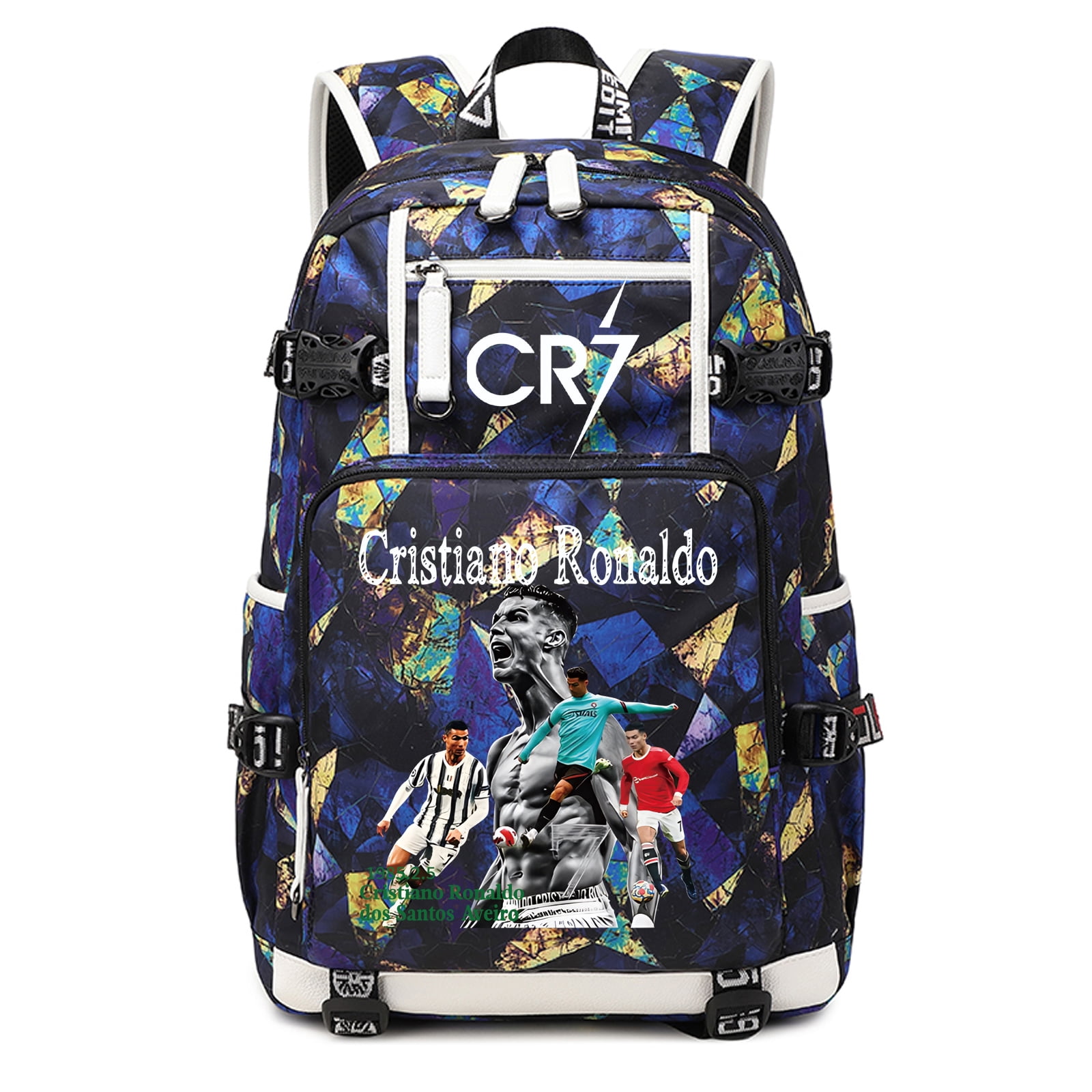 Waterproof USB Backpack Cristiano Ronaldo Print For Students School ...