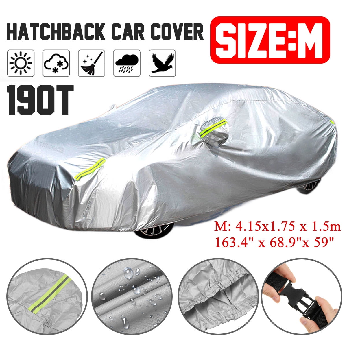 Waterproof Universal Full Car Cover for Hatchback, Outdoor Indoor All ...