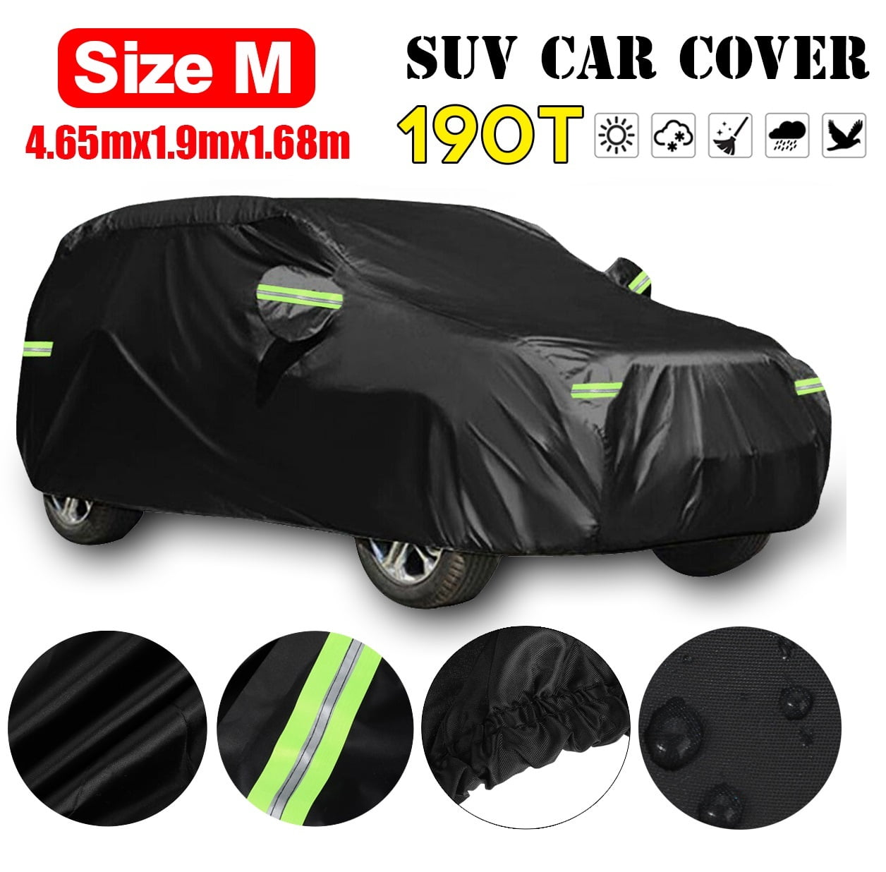 "HHENGYISOUL Waterproof Universal SUV Car Cover, Full Coverage, Black ...