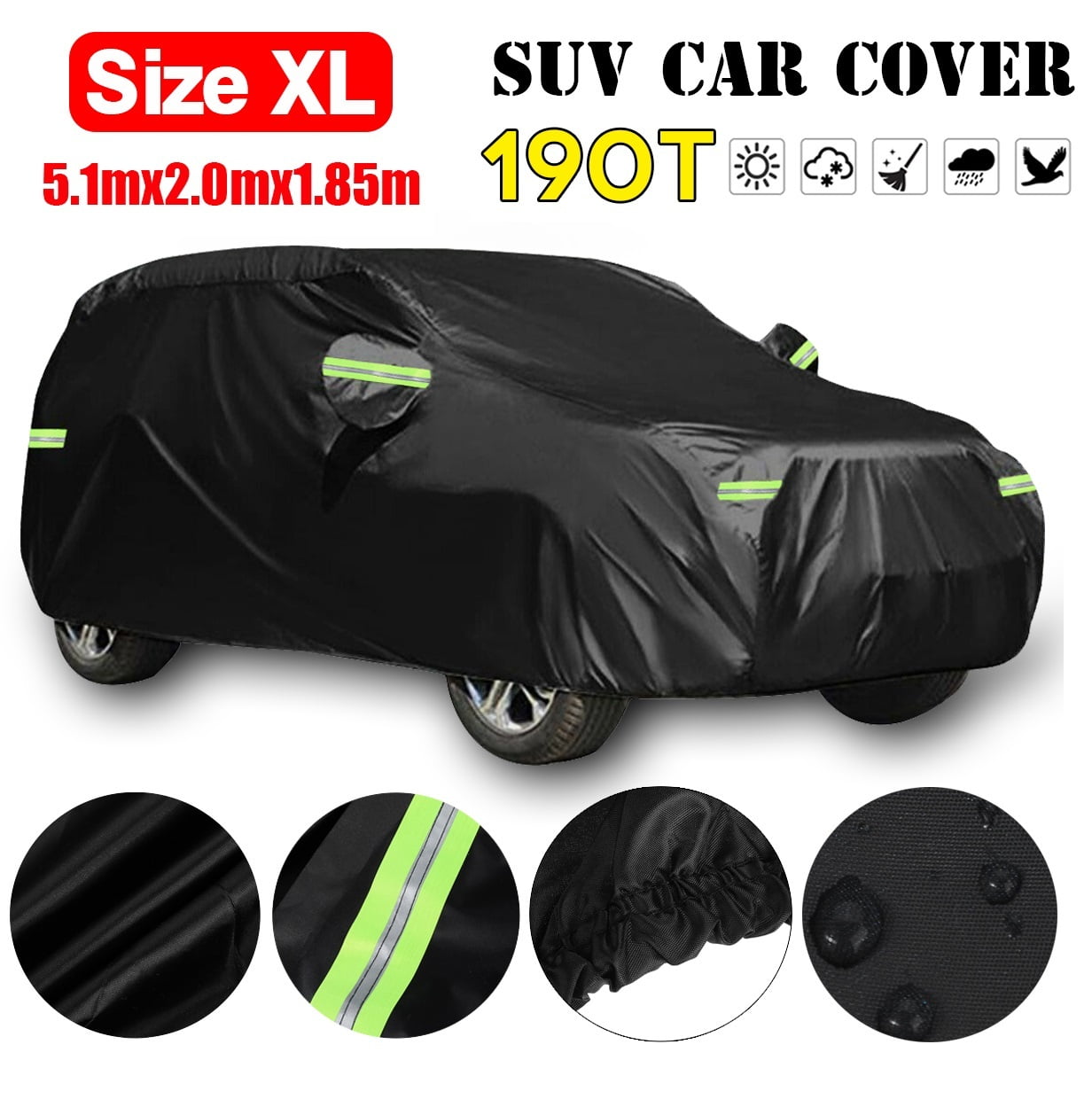 HHENGYISOUL Waterproof Full Car Cover for SUV All Weather UV Snow Dust ...