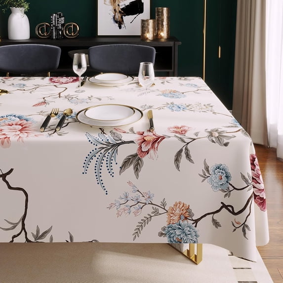 Waterproof Vinyl Rectangle Tablecloth, Oil and Spill Resistant Plastic ...