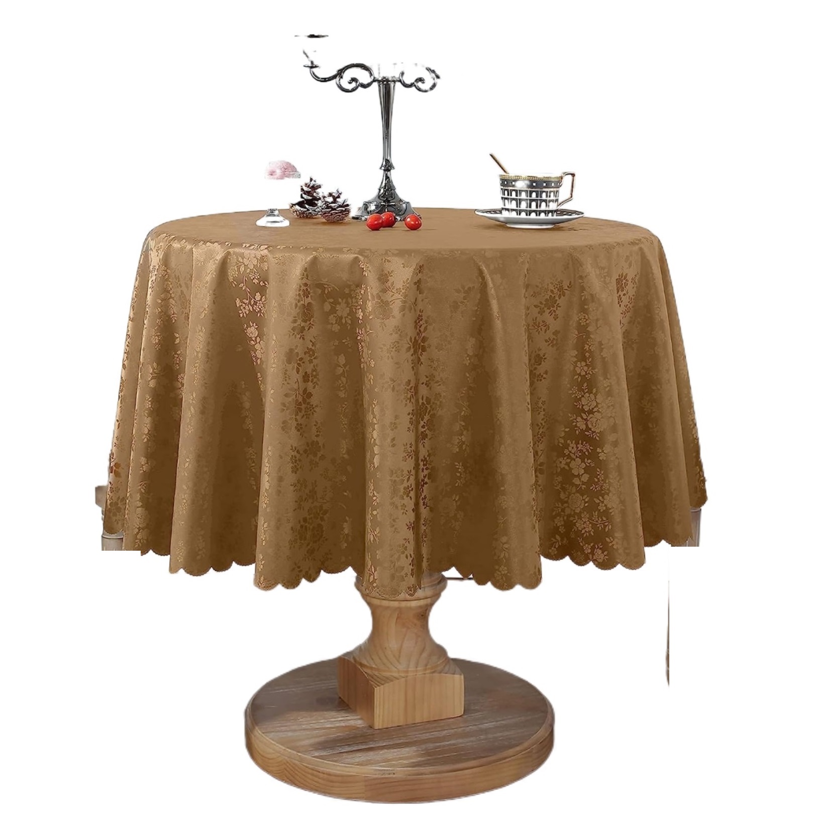 Waterproof Vinyl Round Oilcloth Tablecloth Wipeable Heavy Duty Spill ...