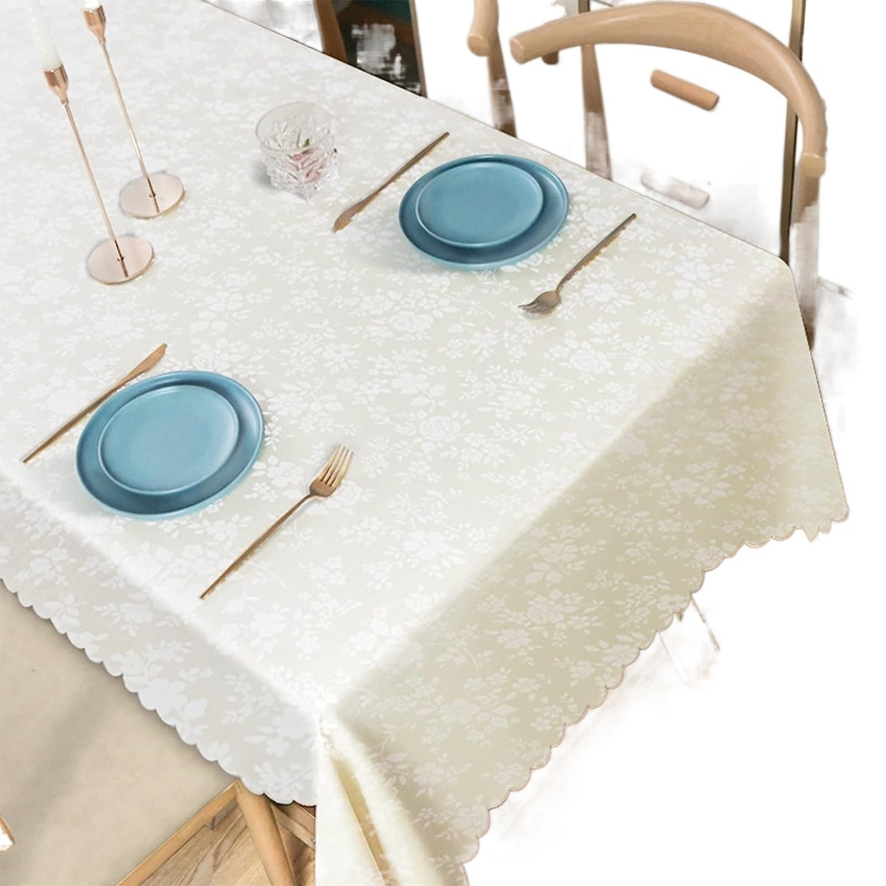 Waterproof Vinyl Round Oilcloth Tablecloth Wipeable Heavy Duty Spill ...