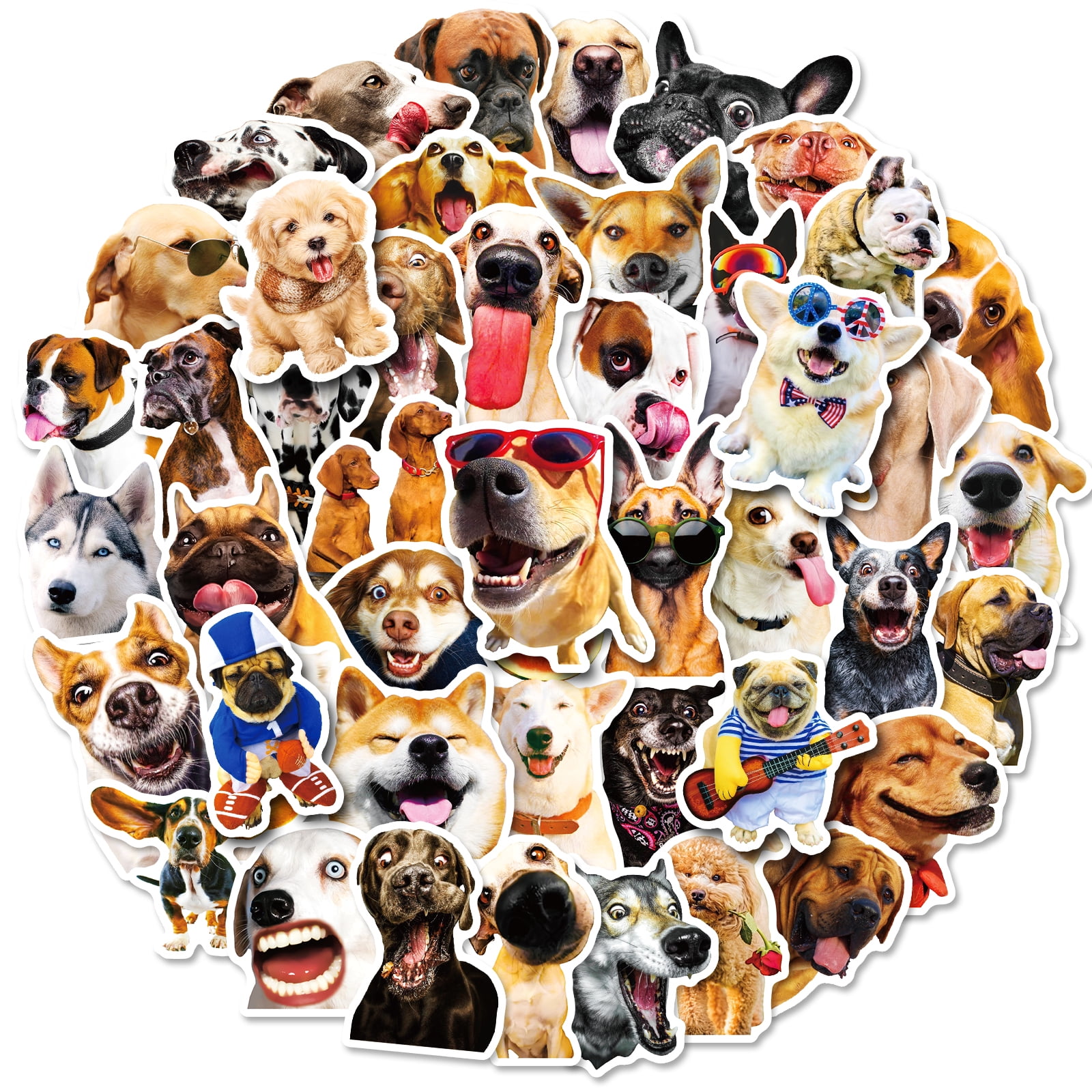 Waterproof Vinyl Stickers，50pcs Removable Realistic Dog Decals for ...