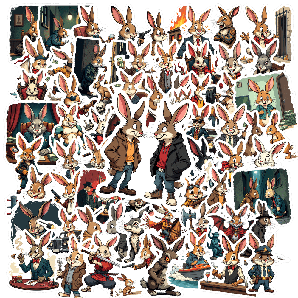 Waterproof Vinyl Stickers Gangster Bunny Cartoon Style for Laptops ...