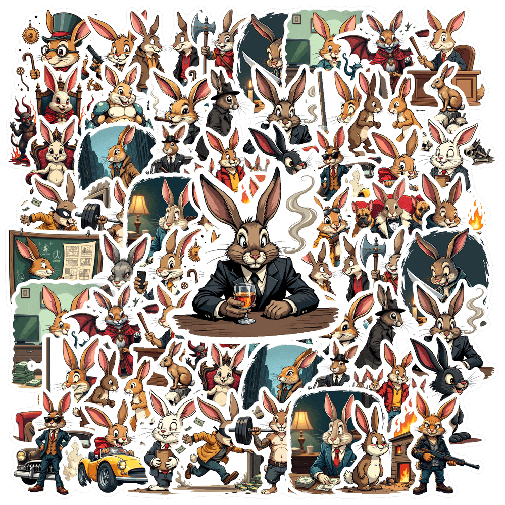 Waterproof Vinyl Stickers Gangster Bunny Cartoon Style for Laptops ...