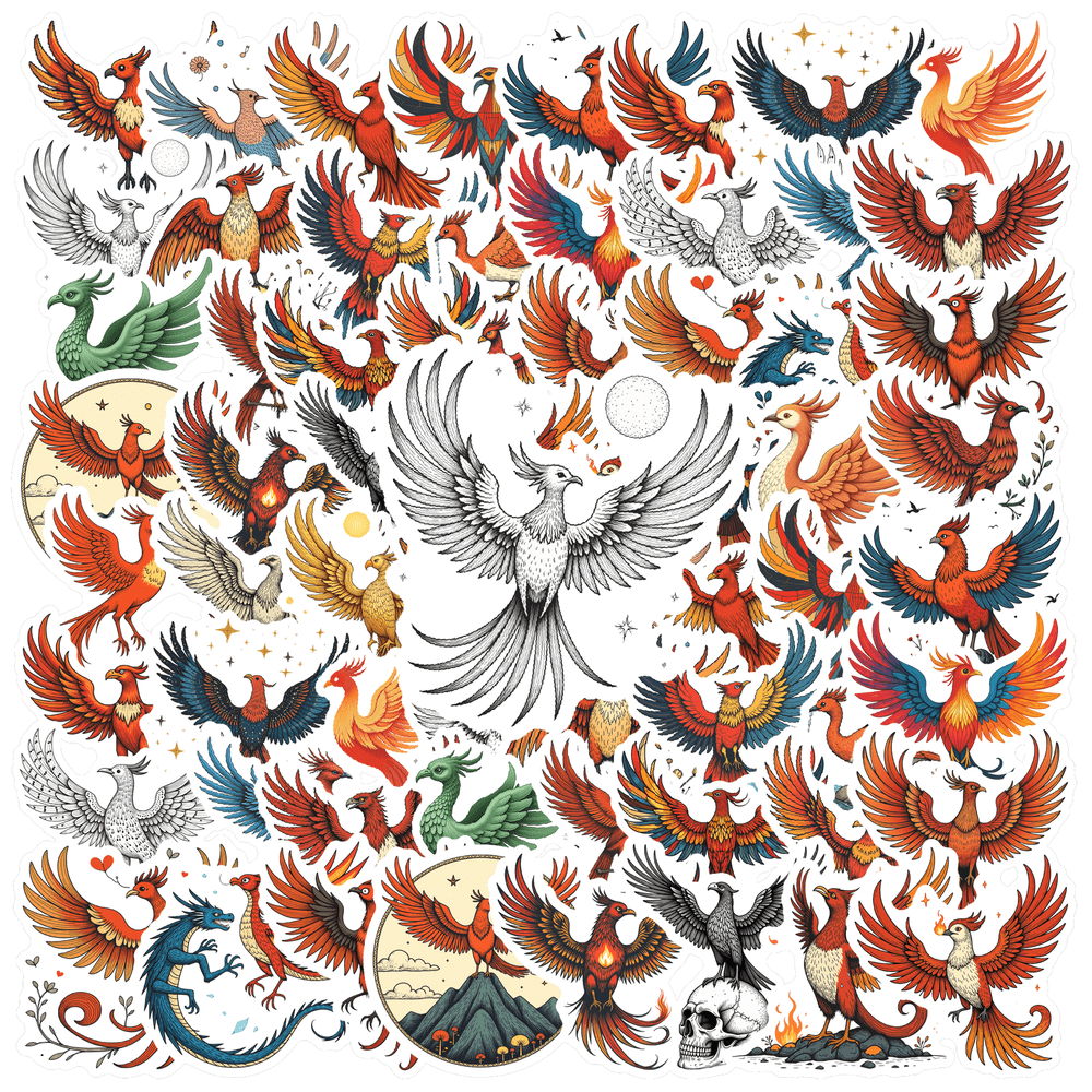 Waterproof Vinyl Stickers Phoenix Colorful Mythical Decorative Stickers ...