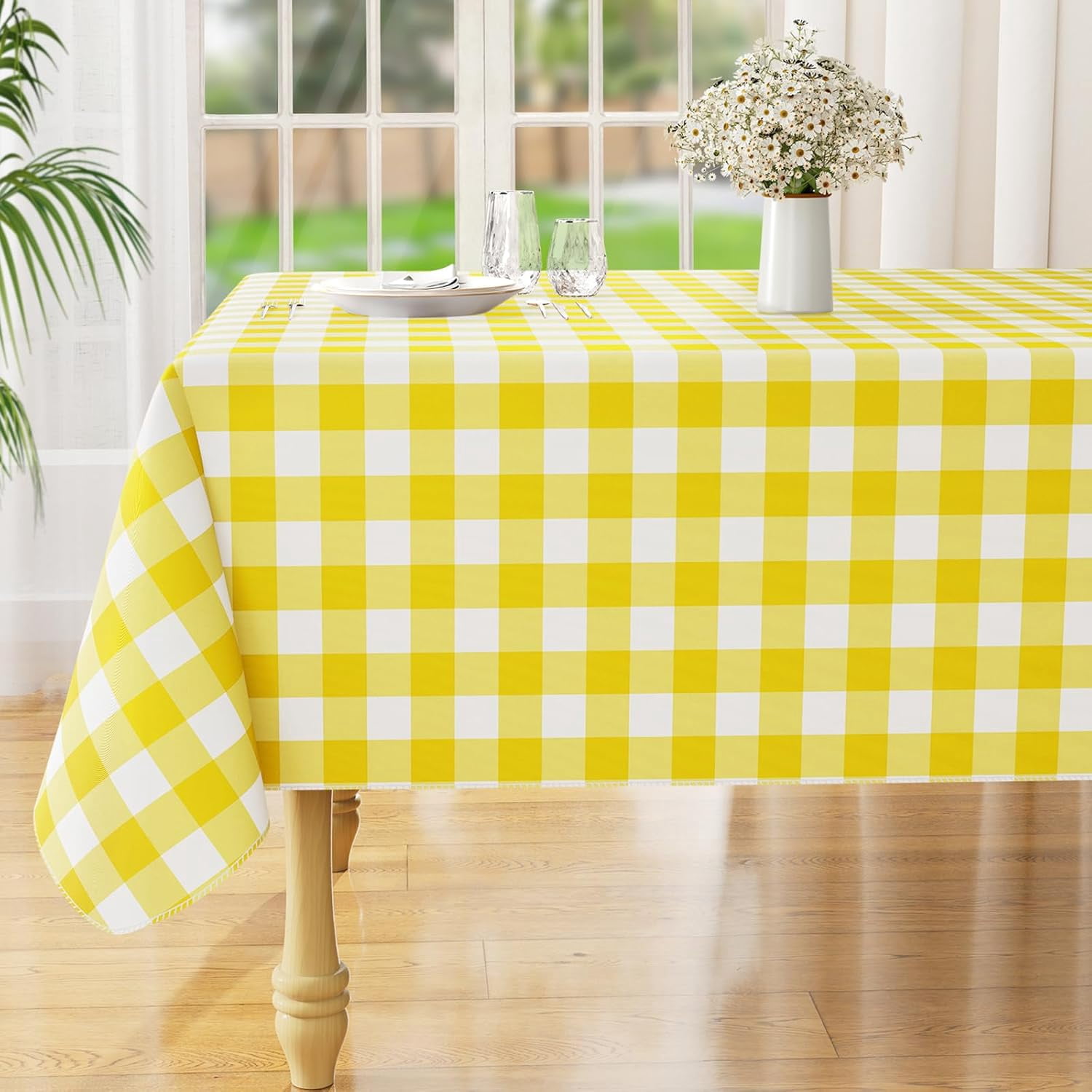 Waterproof Vinyl Tablecloth, Buffalo Check Flannel Backed, Durable ...