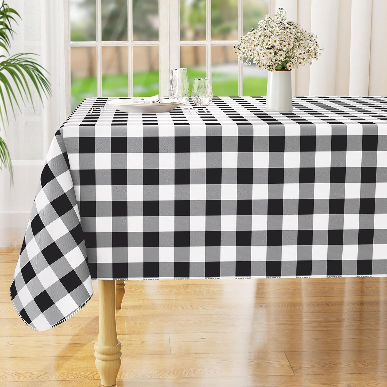 Waterproof Vinyl Tablecloth, Buffalo Check Flannel Backed, Wipeable ...