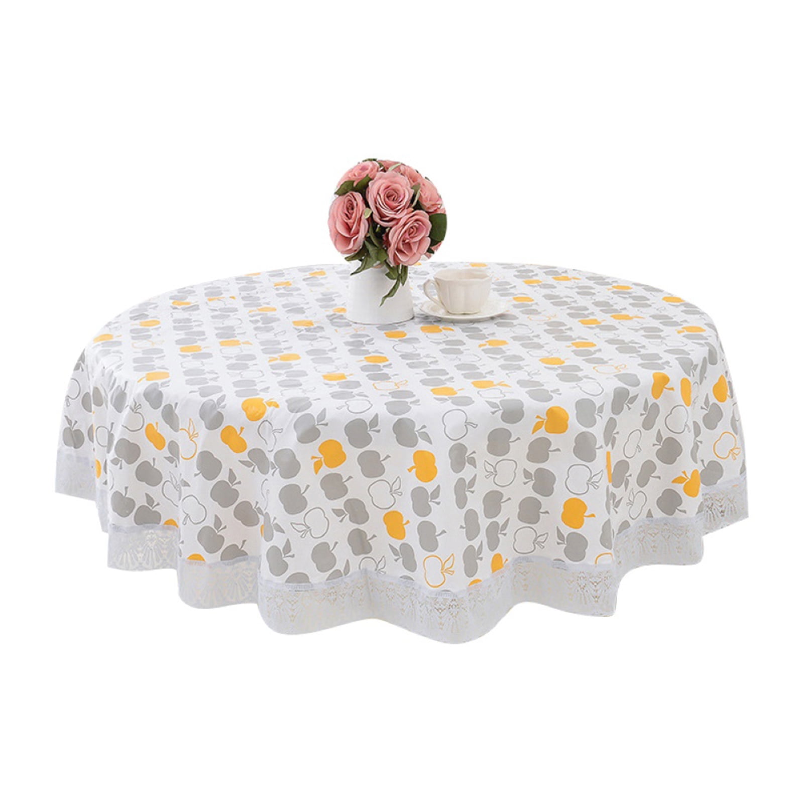 Waterproof Vinyl Tablecloth, Round Heavy Duty Table Cloth, Wipeable ...