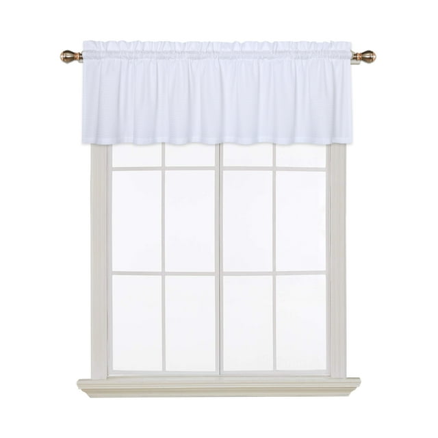 Waterproof Waffle Valance Curtain, Rod Pocket Embossed Textured Small ...