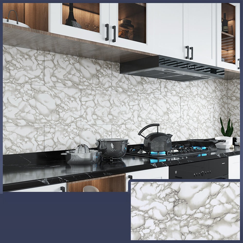 Waterproof Wall Sticker Marble Tiles Sticker Kitchen Home Bathroom ...