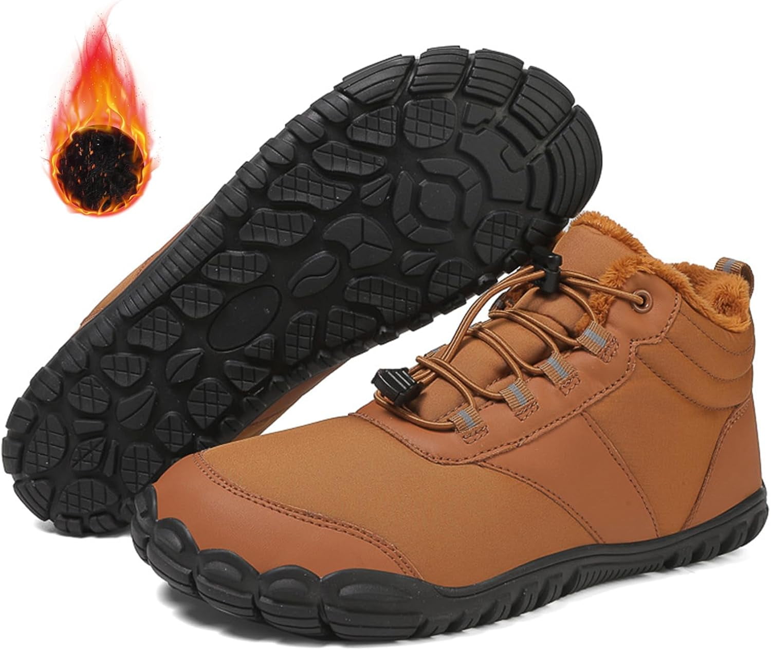 Waterproof Winter Hiking Boots Barefoot Shoes Thermal Fleece, For Men ...