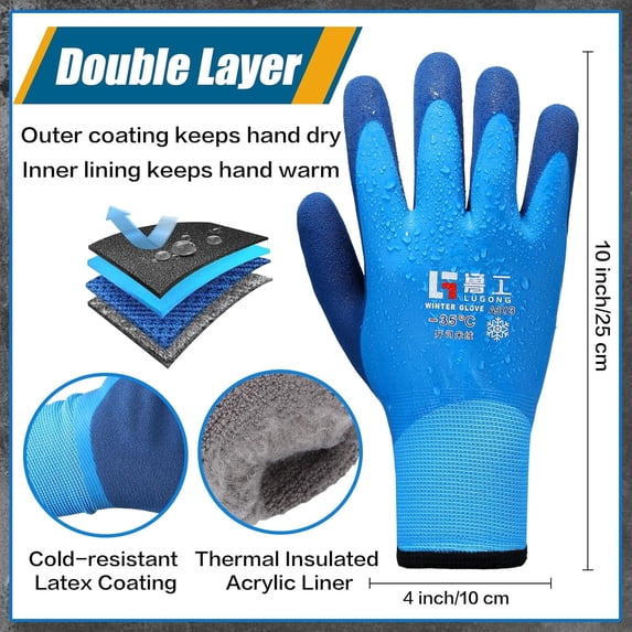 Waterproof Winter Work Gloves for Men Thermal Insulated Gloves Warm ...