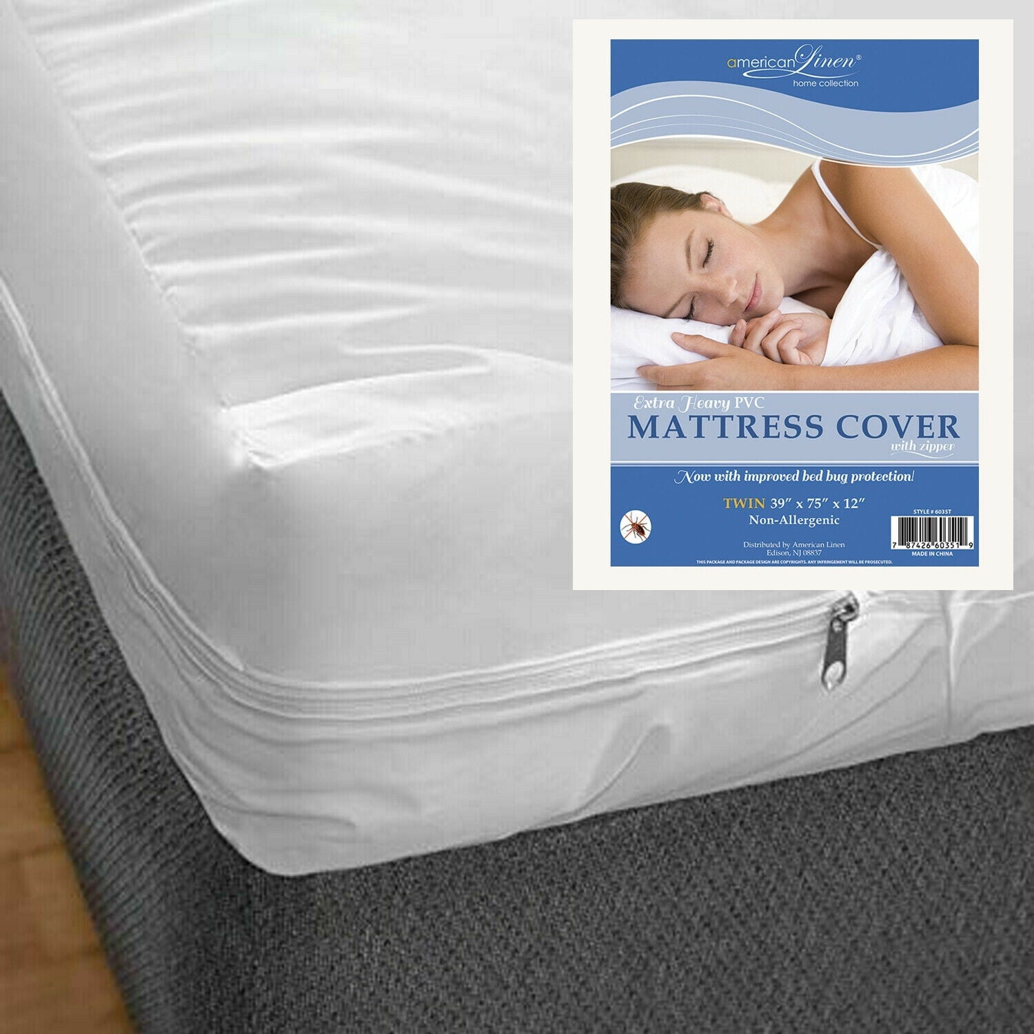 Full Size Waterproof Mattress Zip Protective Cover - Hypoallergenic Bed ...