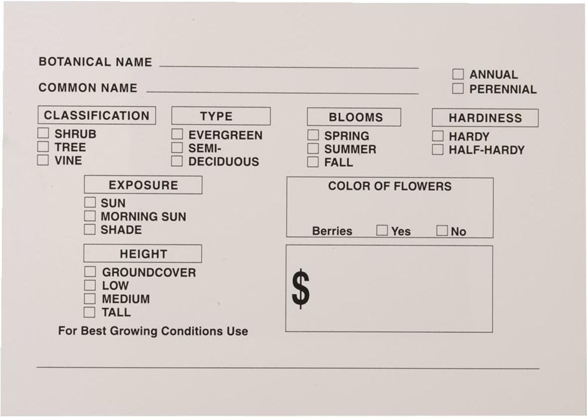 Waterproof and Reusable Vinyl Plant Information Cards for use with ...