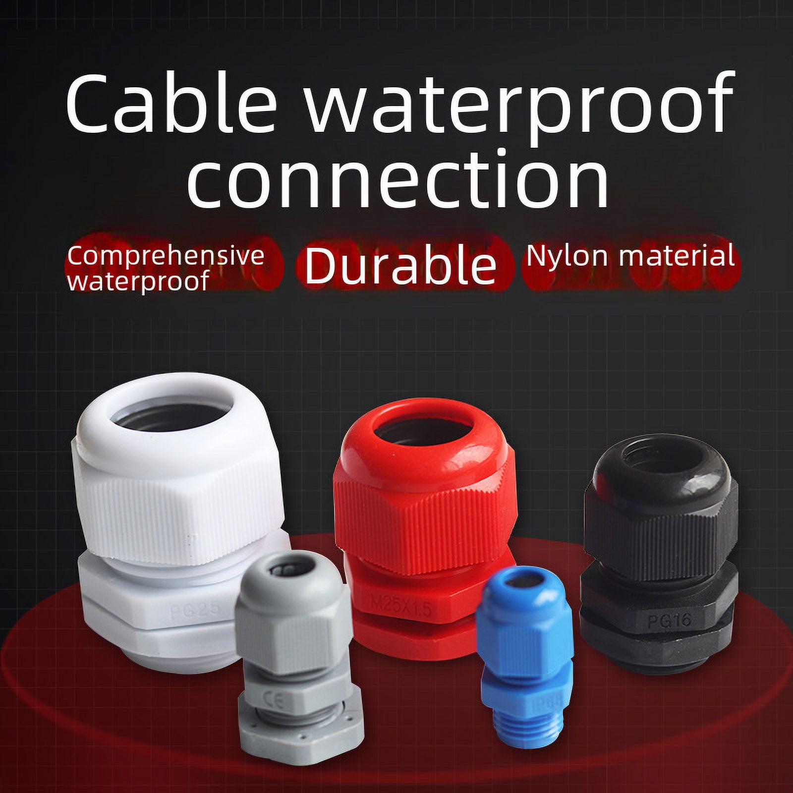 Waterproof connector nylon cable connector plastic connector black ...