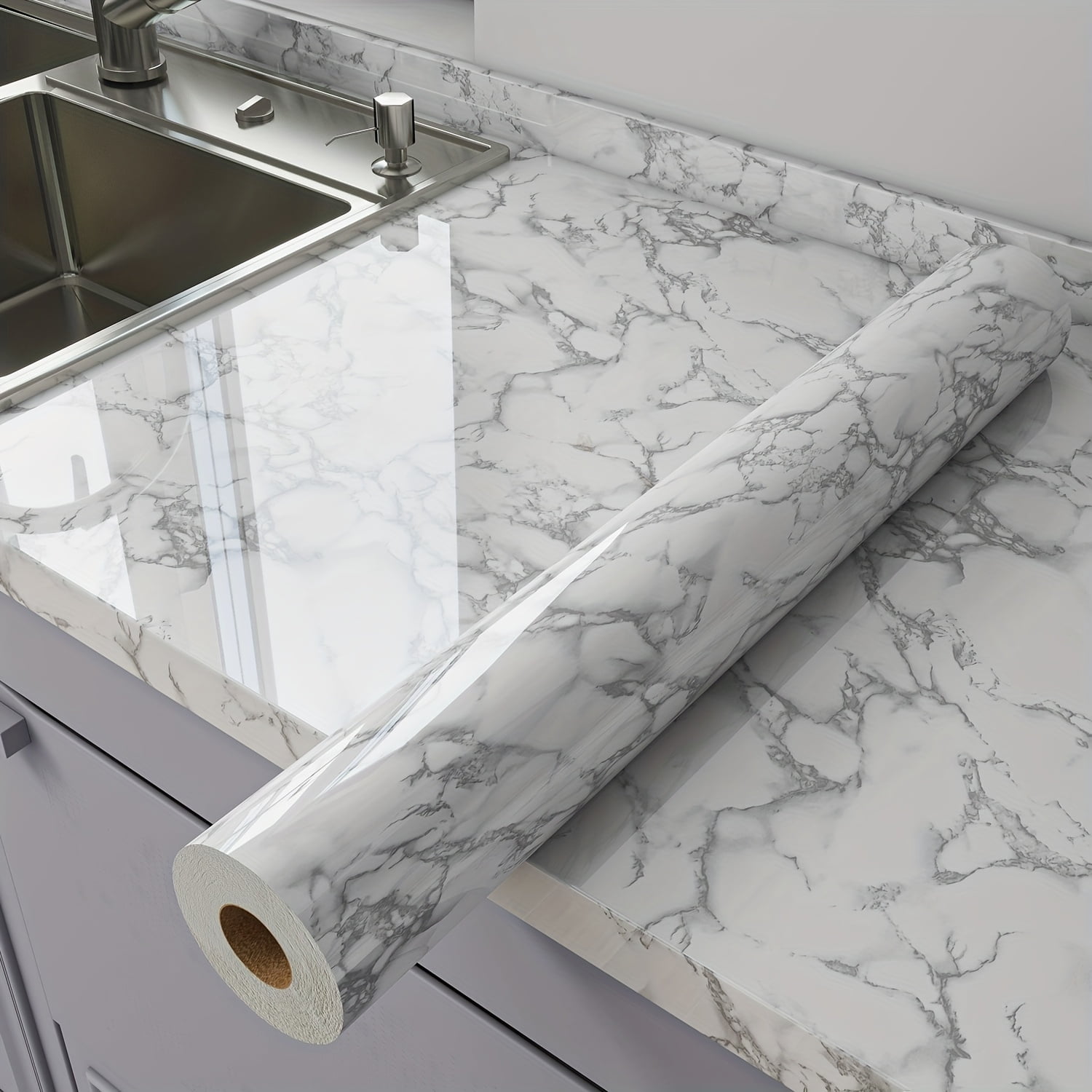 Waterproof marble wallpaper, oil-resistant PVC automatic stickers for ...