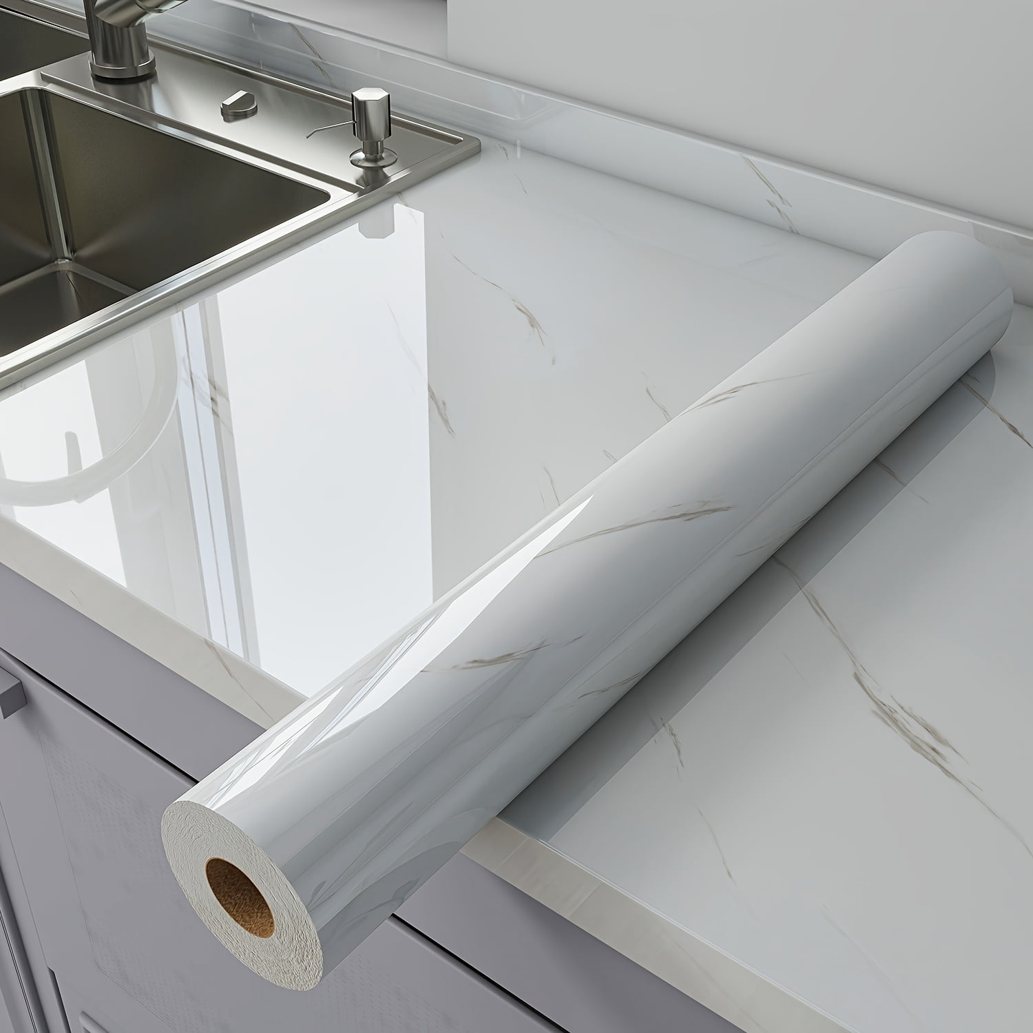 Waterproof marble wallpaper, oil-resistant PVC automatic stickers for ...