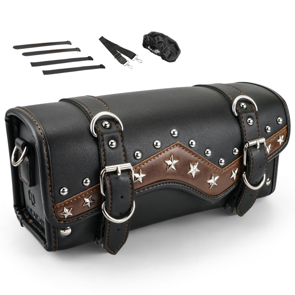 Waterproof motorcycle front fork bag leather motorbike saddlebag for ...