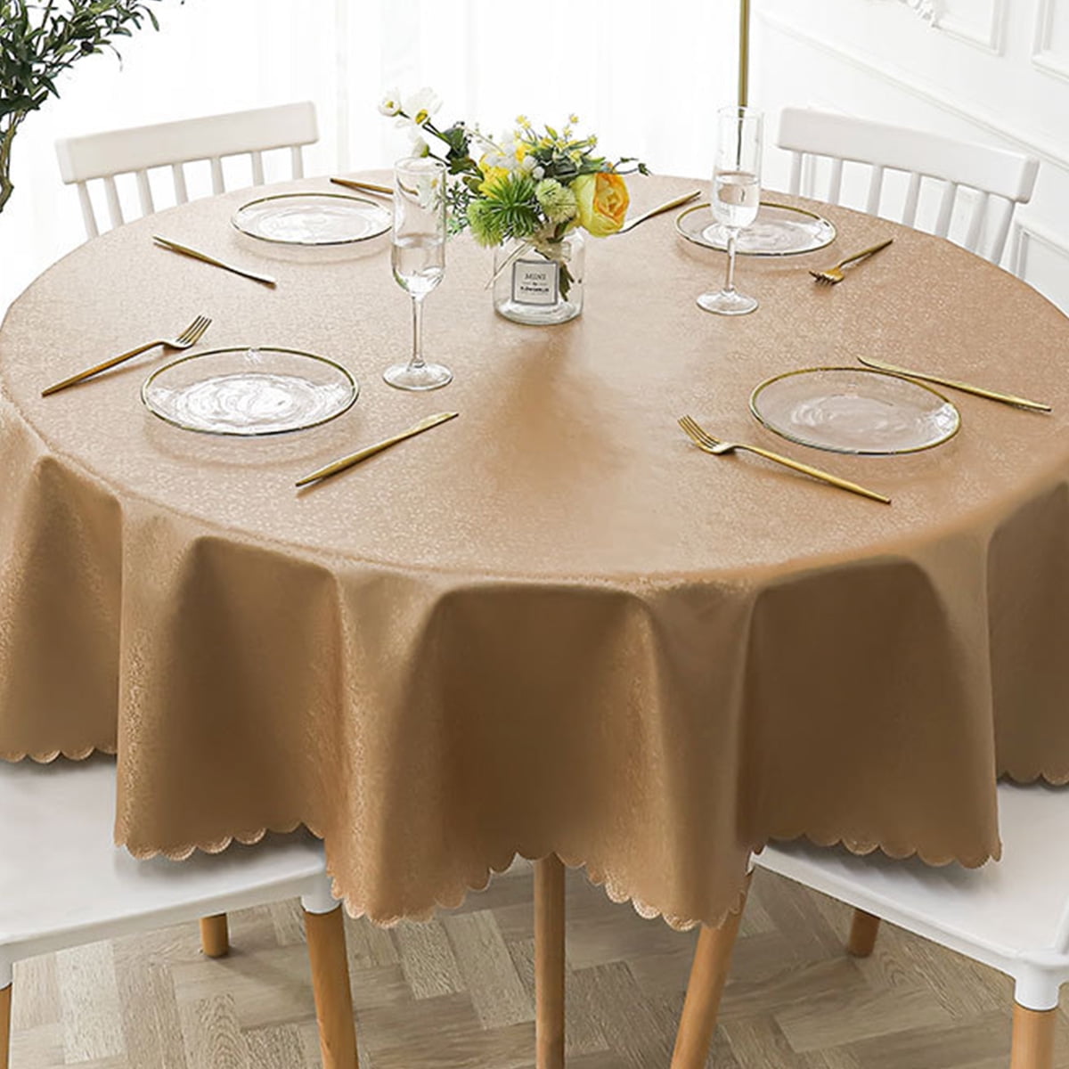 Waterproof vinyl tablecloth, round heavy duty tablecloth, kitchen and ...