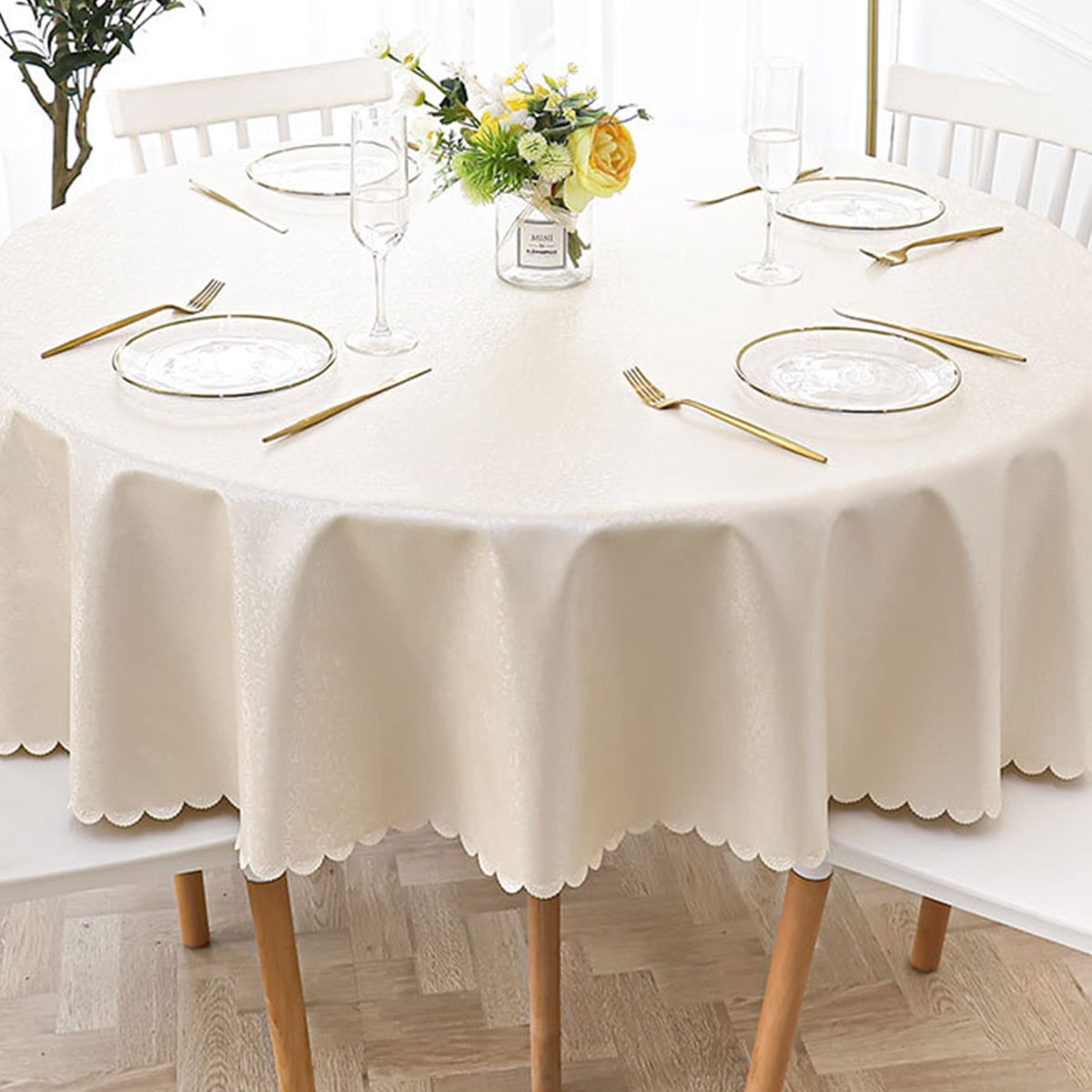 Waterproof vinyl tablecloth, round heavy duty tablecloth, kitchen and ...