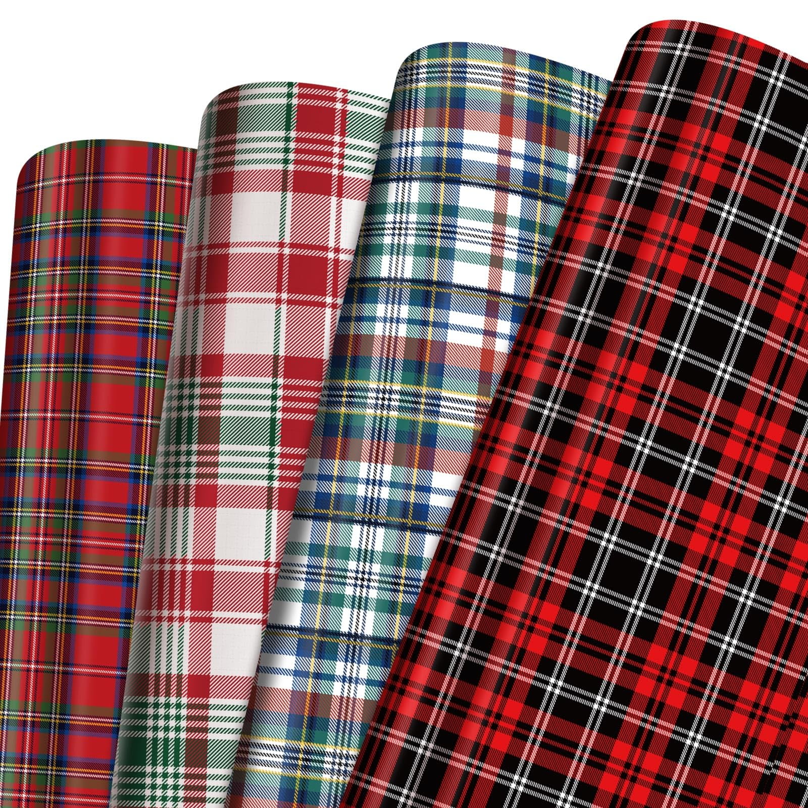 Watersay 12 Sheets Tartan Plaid Christmas Wrapping Paper 20 x 28 Inches ...