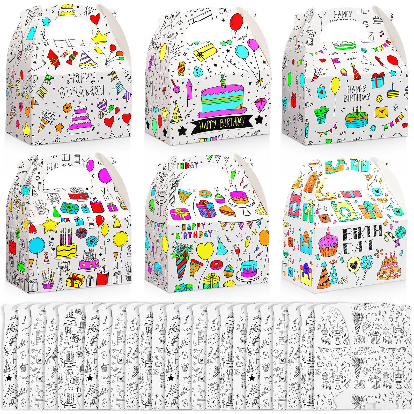 Watersay 24 Pcs Birthday Coloring Treat Party Favor Box DIY Color Your ...